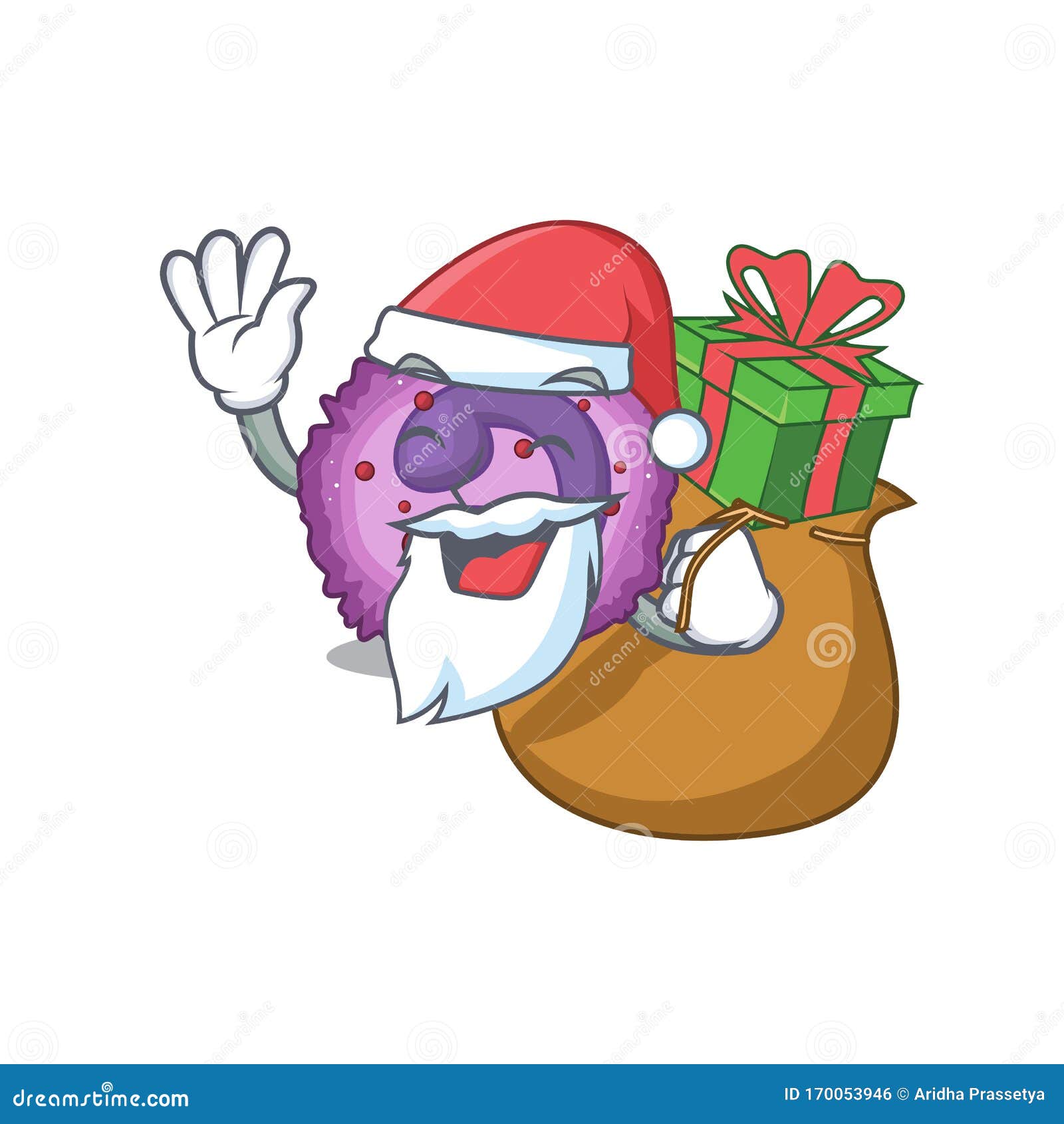 Santa Monocyte Cell Cartoon Character Design Having Box Of Gift ...