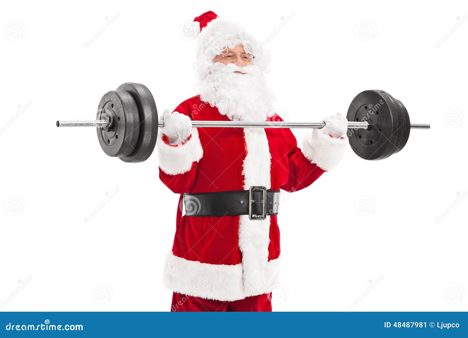 Santa Exercising with a Heavy Barbell Stock Image - Image of lifting ...