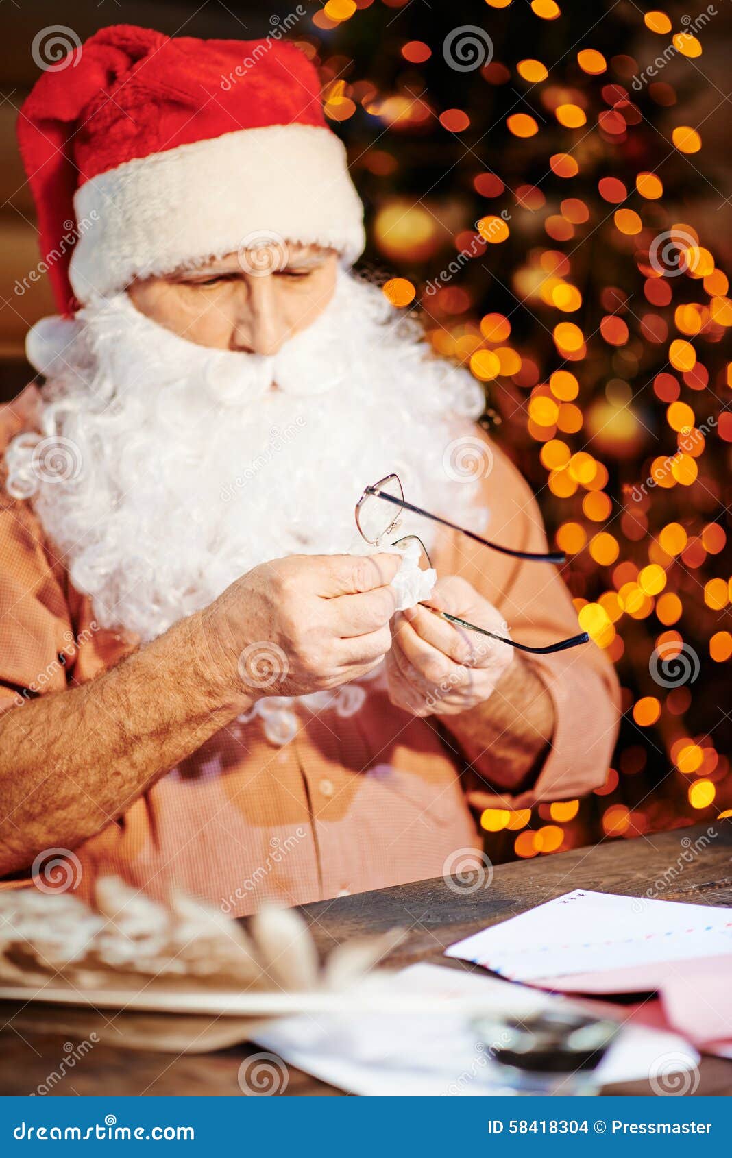 Santa with eyeglasses stock photo. Image of tradition - 58418304