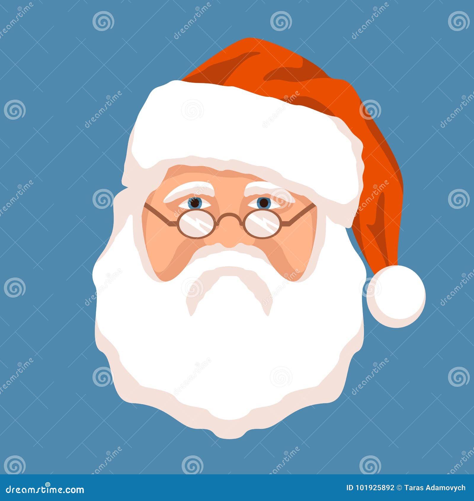 Santa Face Head Vector Illustration Style Flat Front Stock Vector ...