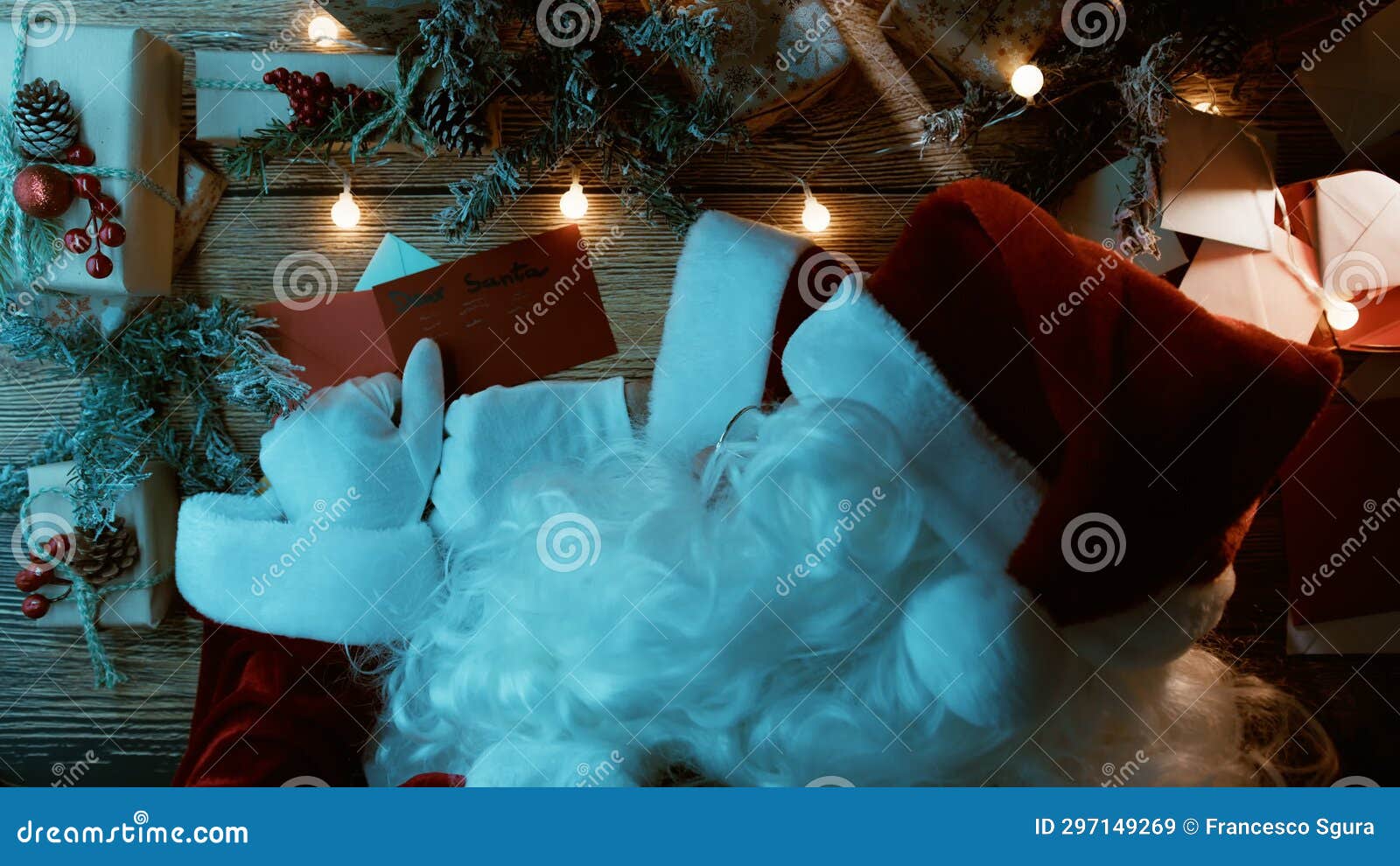 Santa Falling Asleep while Reading Christmas Letters Stock Video ...
