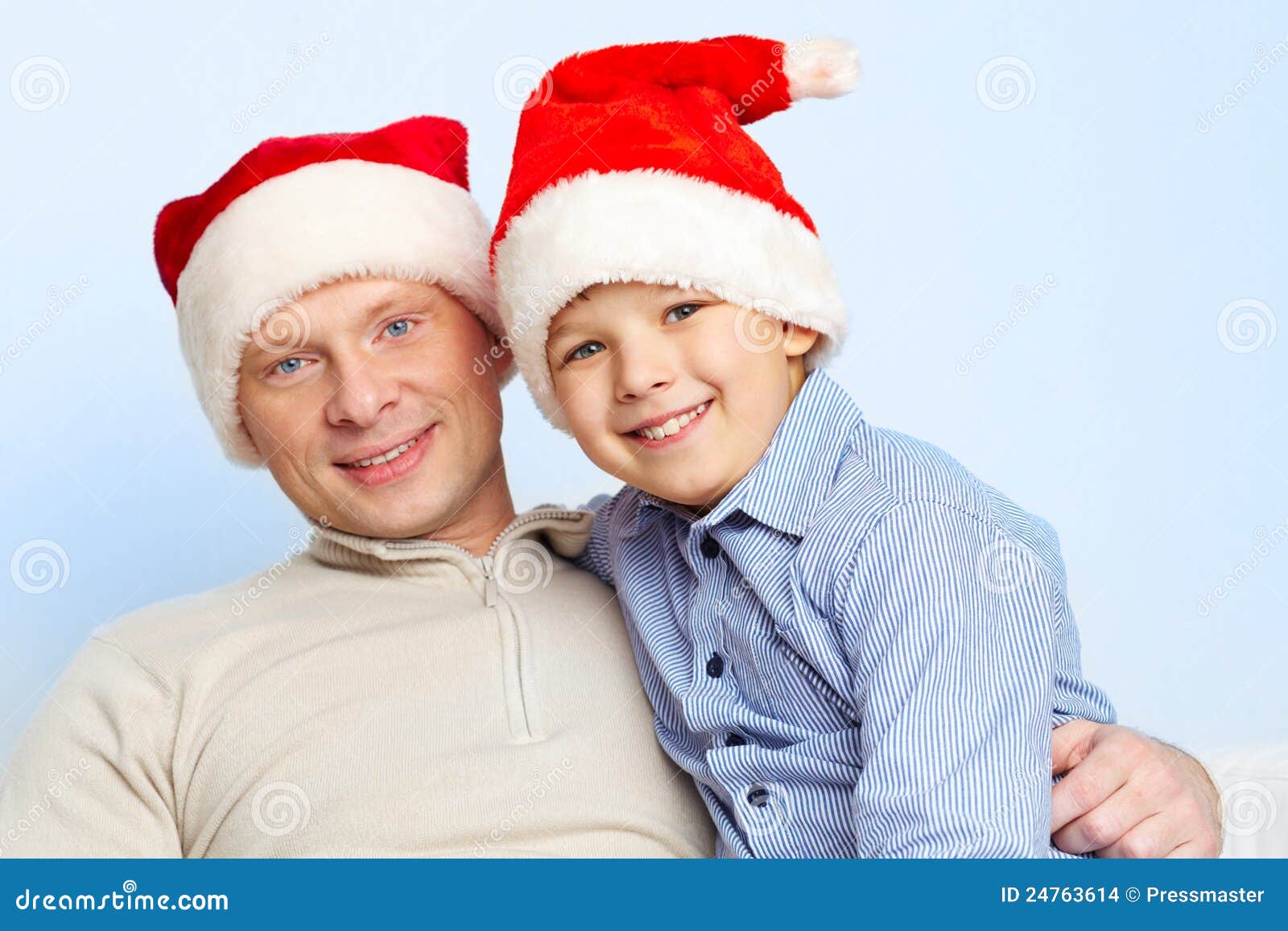 Santa father and son stock photo. Image of adorable, parent - 24763614