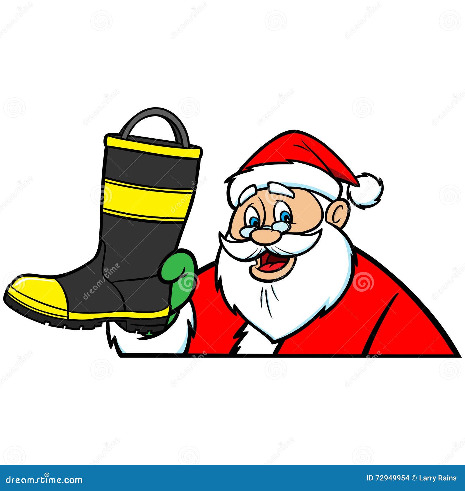 Santa with Fireman Boot stock vector. Illustration of christmas - 72949954