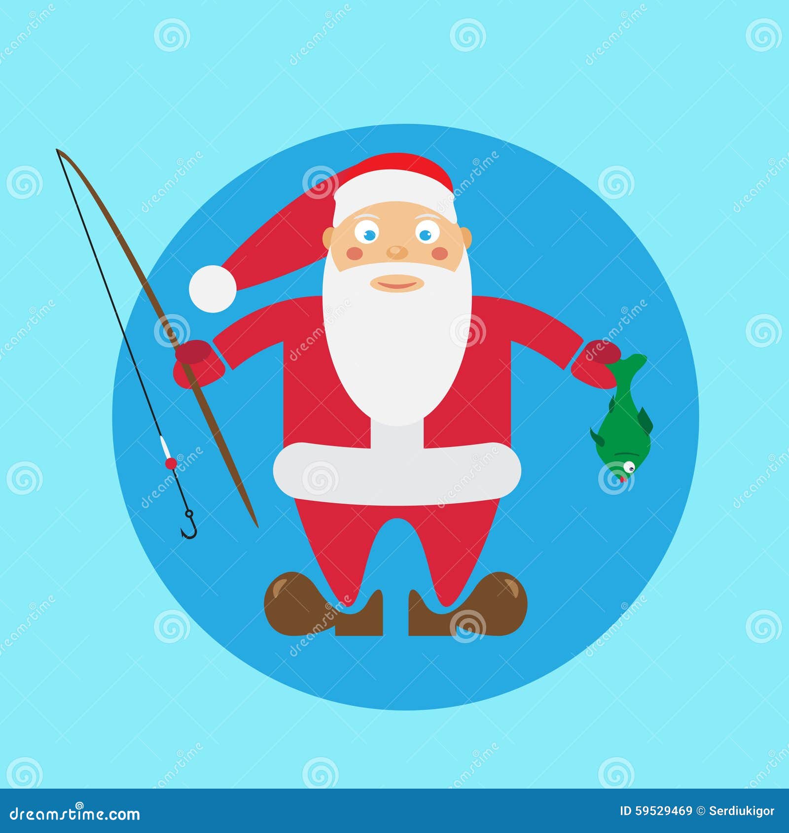 Santa fishing stock vector. Illustration of caucasian - 59529469