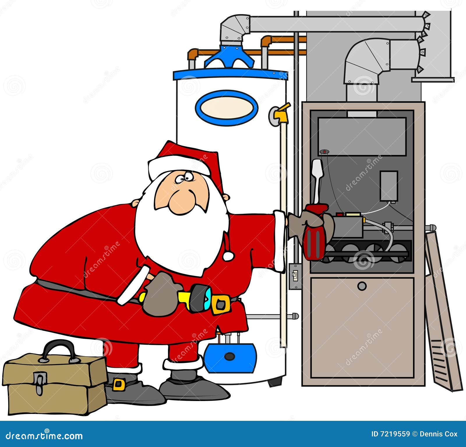 Santa Fixing a Furnace stock illustration. Illustration of furnace ...