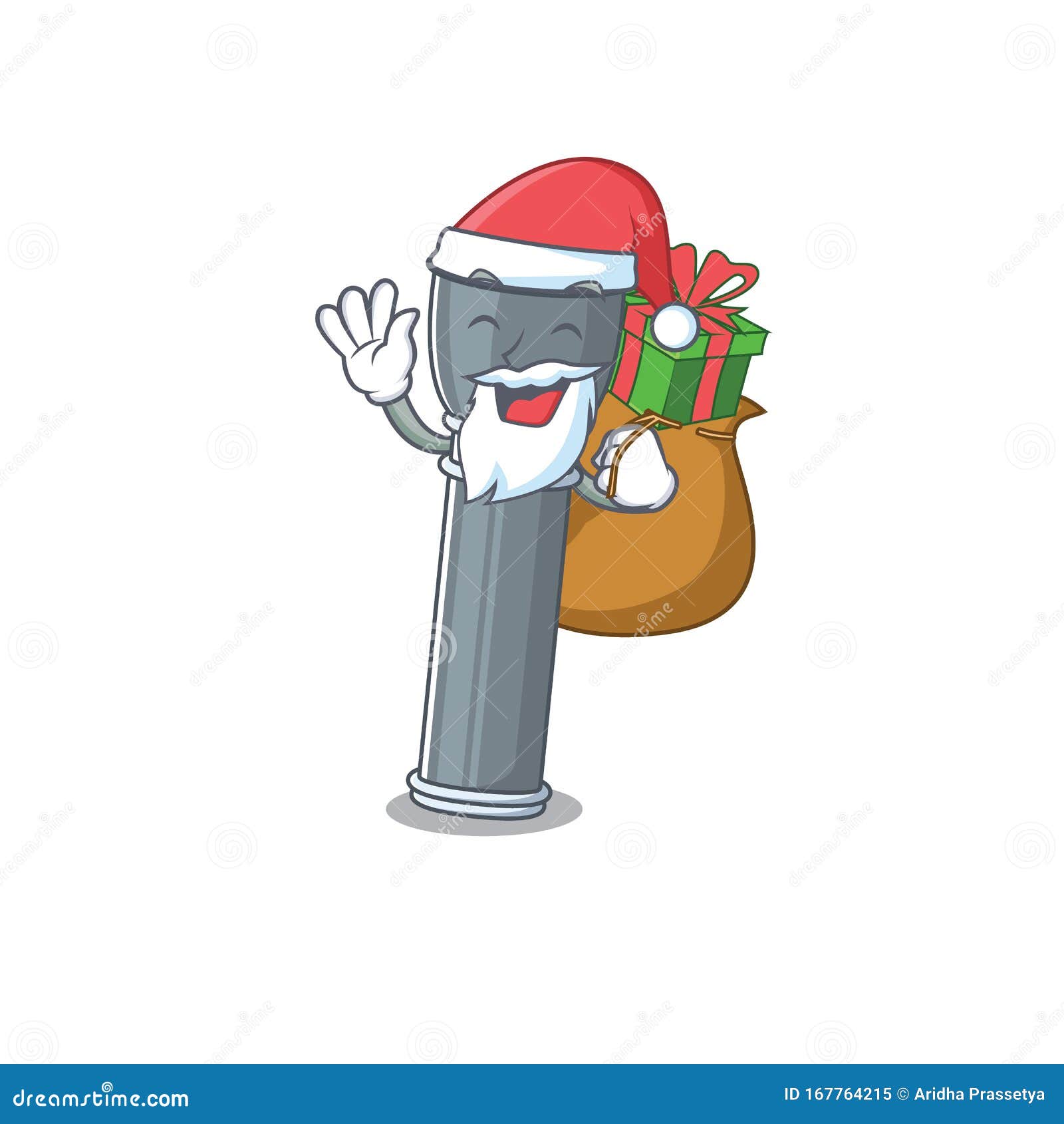 Santa Flashlight Scroll Cartoon Character Design with Box of Gift Stock ...