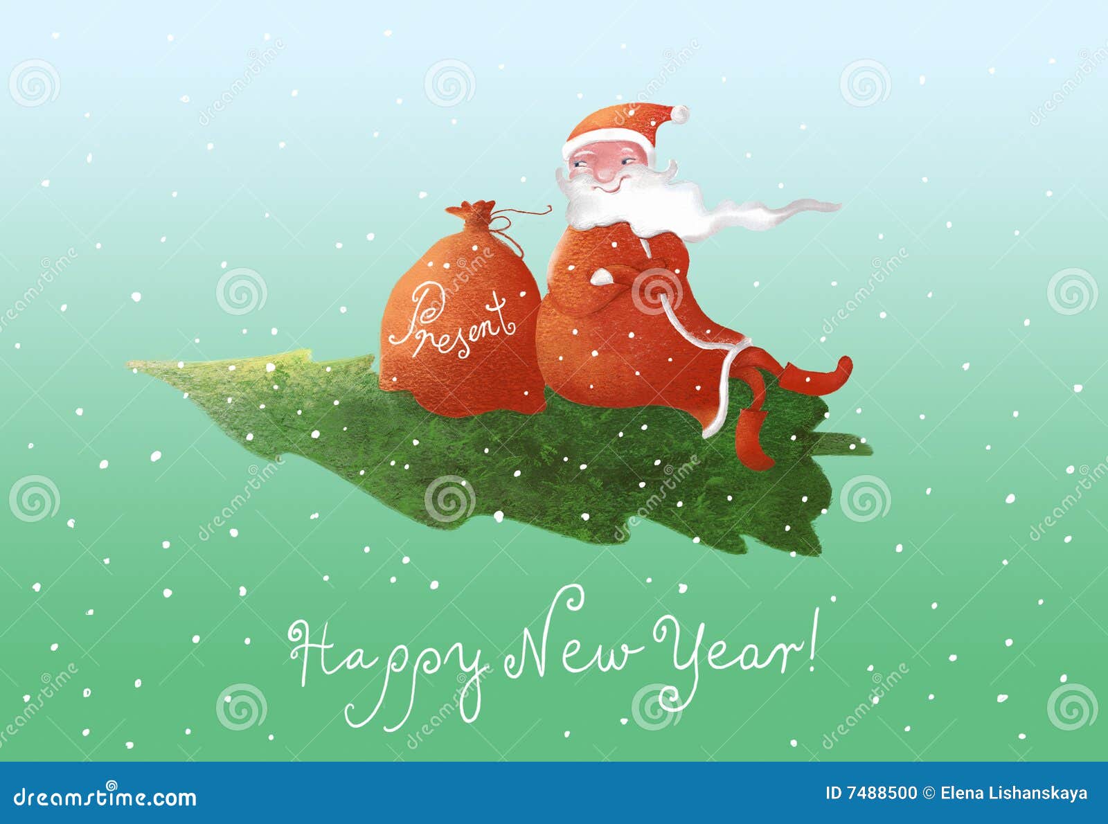 Santa fly stock illustration. Illustration of year, pleasure - 7488500