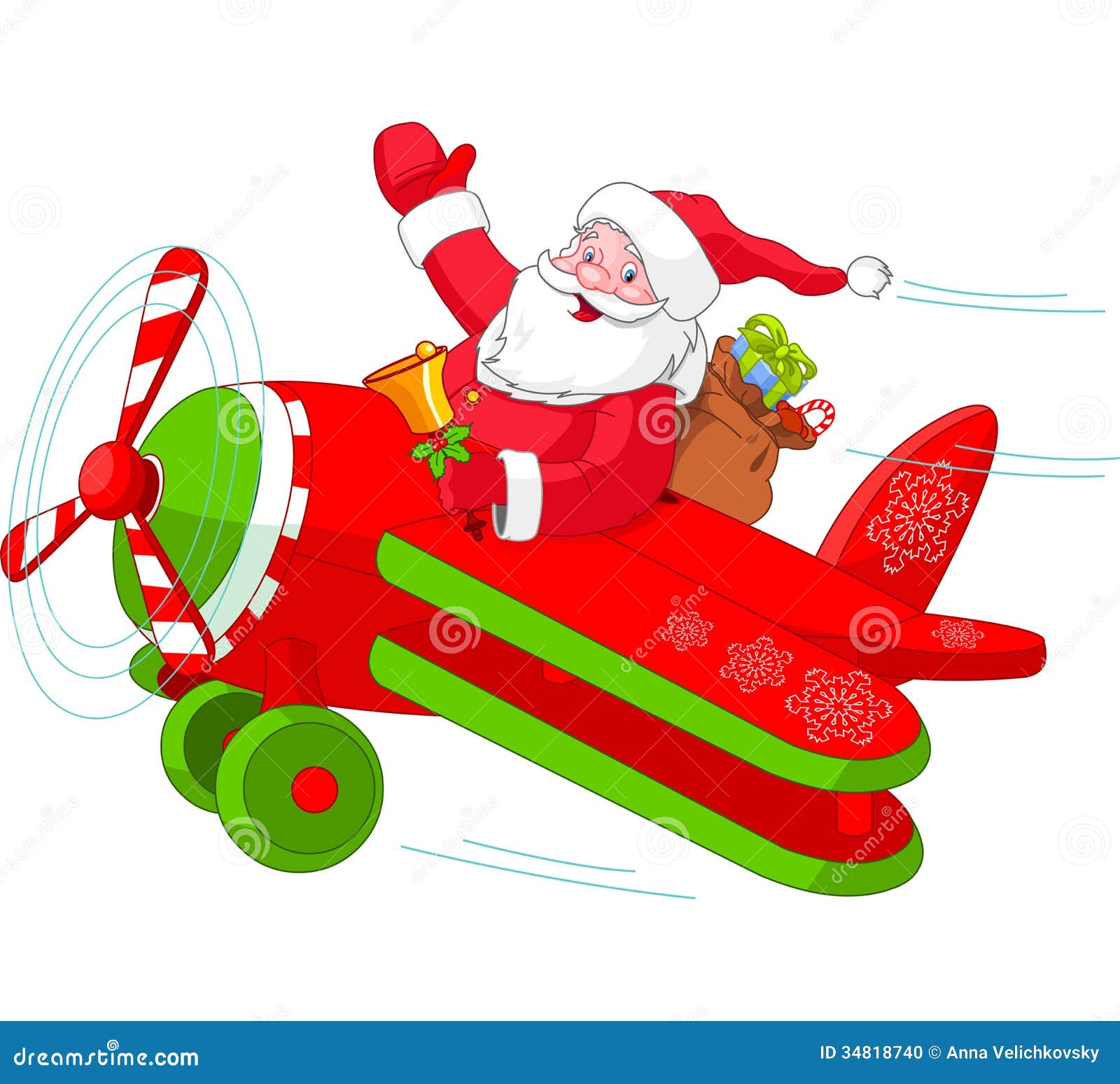 Santa Flying His Christmas Plane Ilustração do Vetor - Ilustração de ...