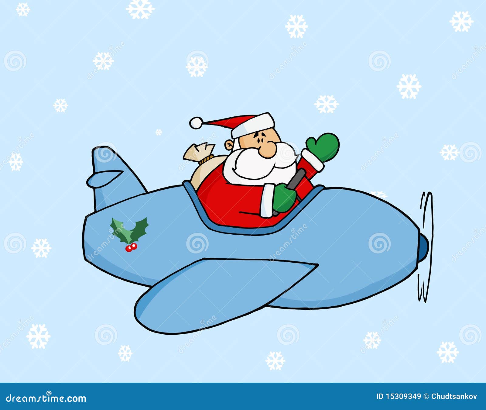 Santa Flying His Christmas Plane in the Snow Stock Vector ...