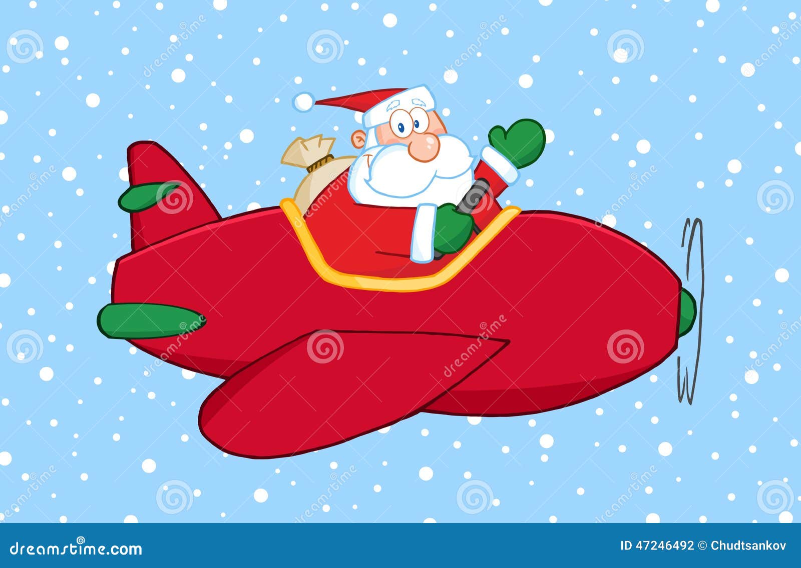 Santa Flying His Christmas Plane Vector Illustration | CartoonDealer ...