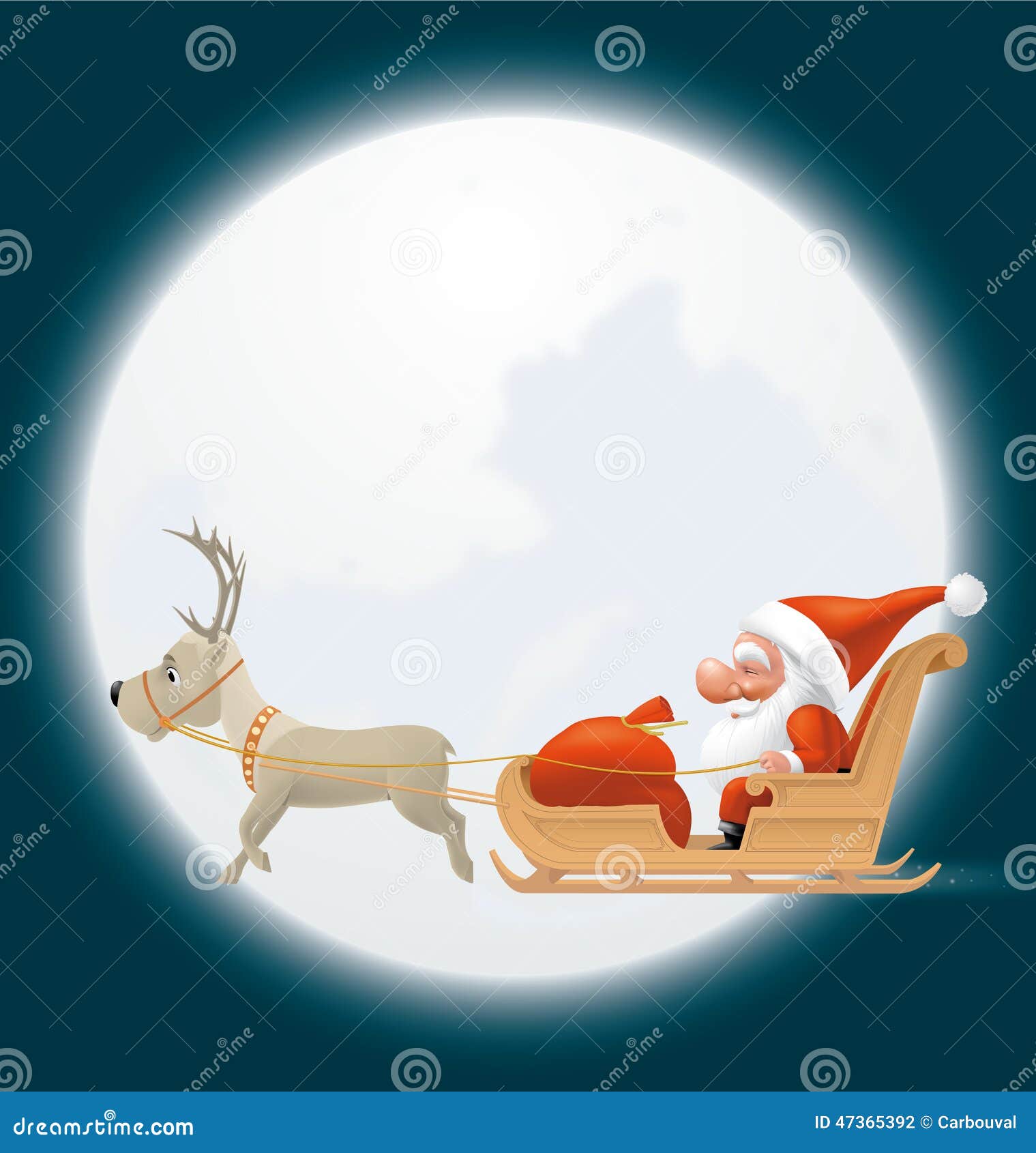 Santa flying in his sledge stock illustration. Illustration of ...