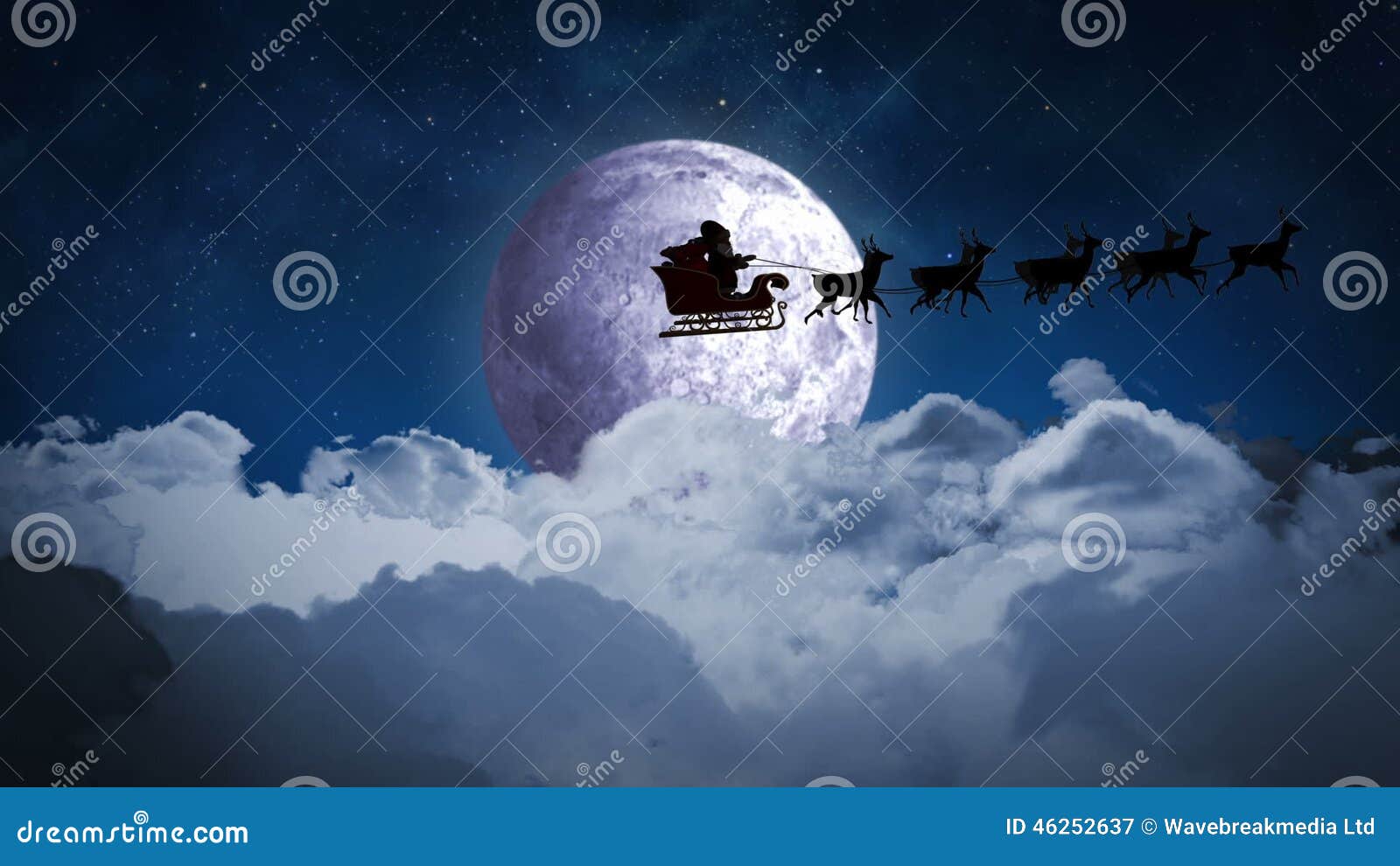 Santa Flying Over Night Sky Stock Video - Video of seamless, reindeer ...