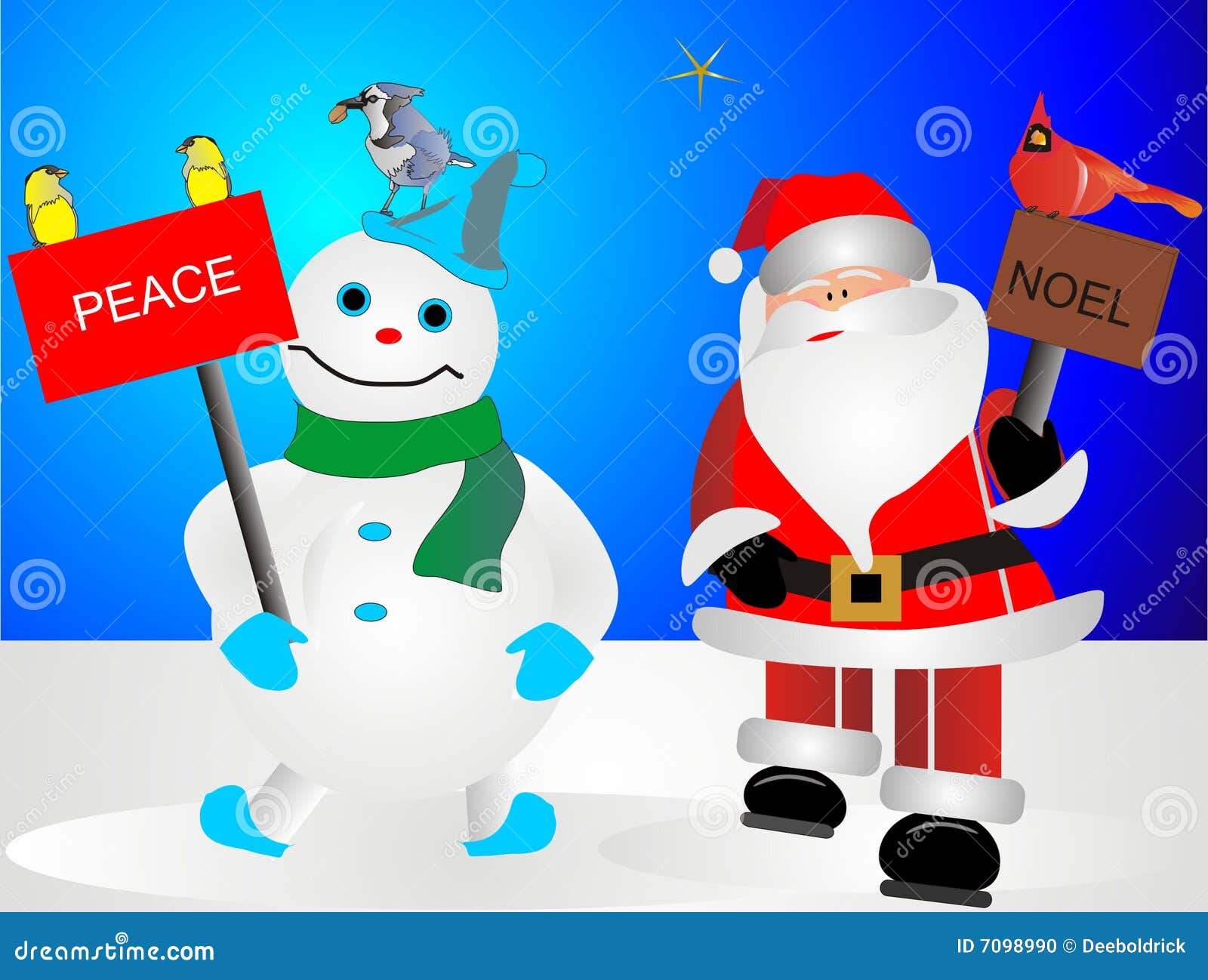 Santa And Frosty The Snowman Stock Vector Illustration Of Glove Drawing 7098990