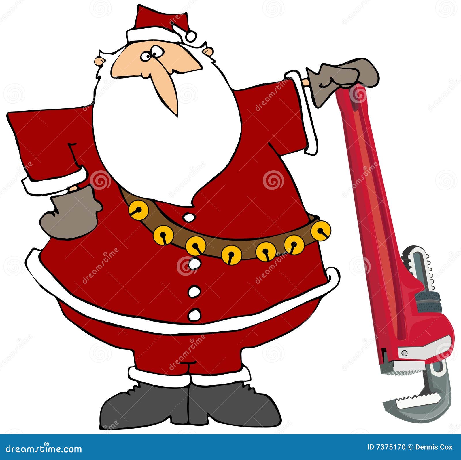 Santa with a Giant Pipe Wrench Stock Illustration - Illustration of ...