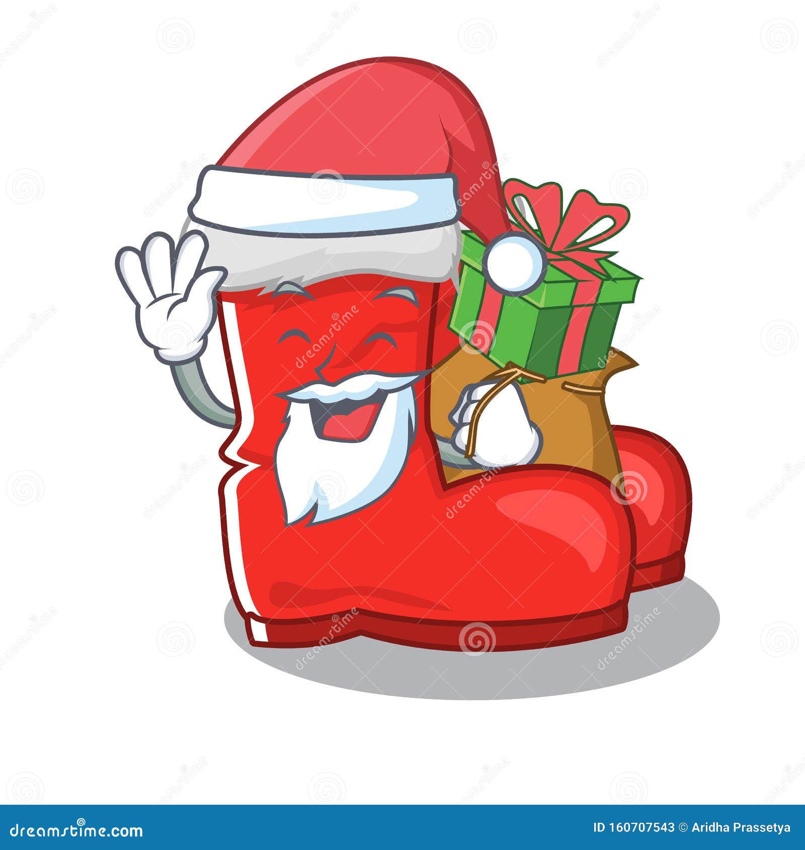 Santa with Gift Santa Boots with the Cartoon Shape Stock Vector ...