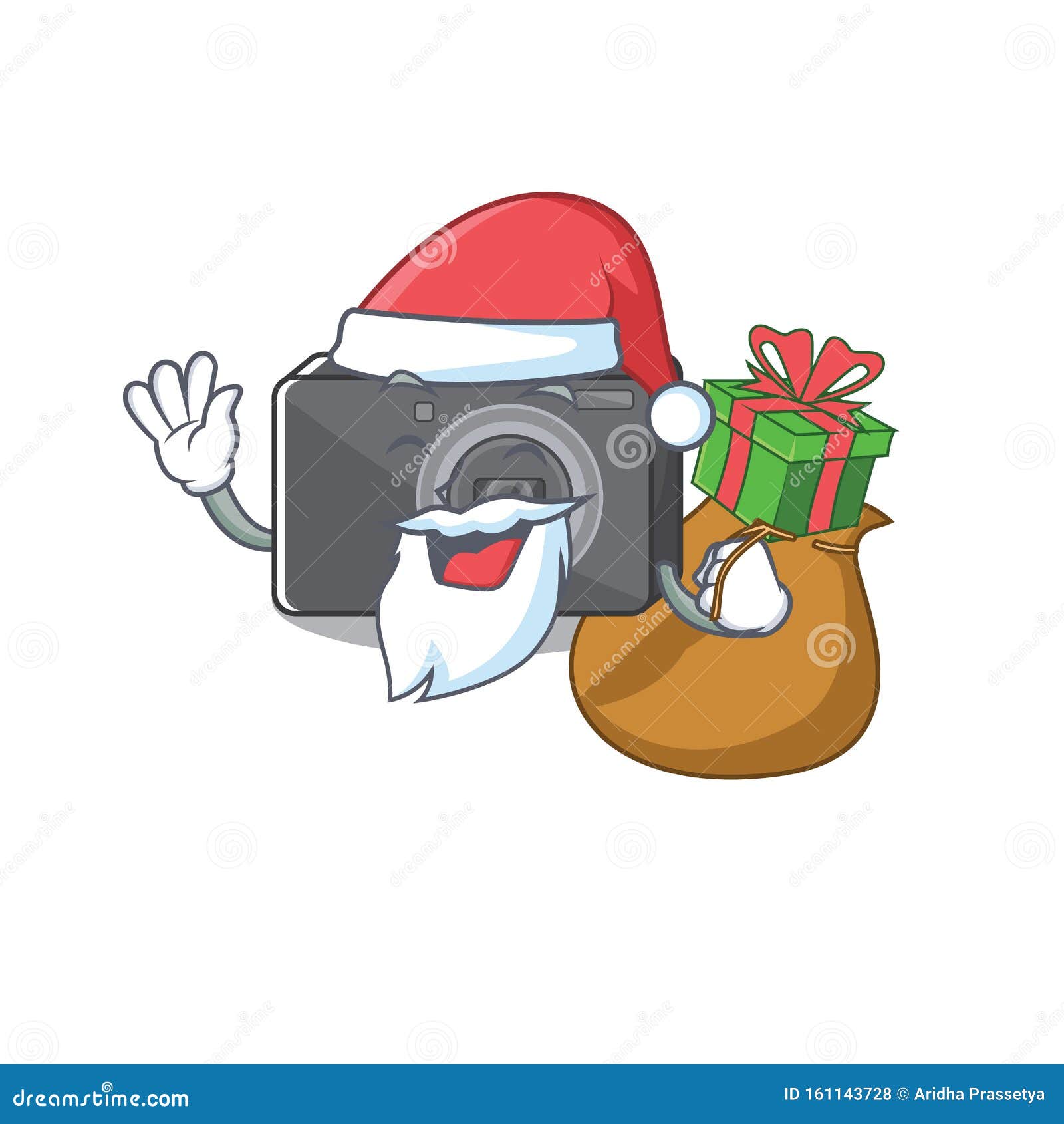 Santa with Gift Digital Camera on a Cartoon Table Stock Vector ...