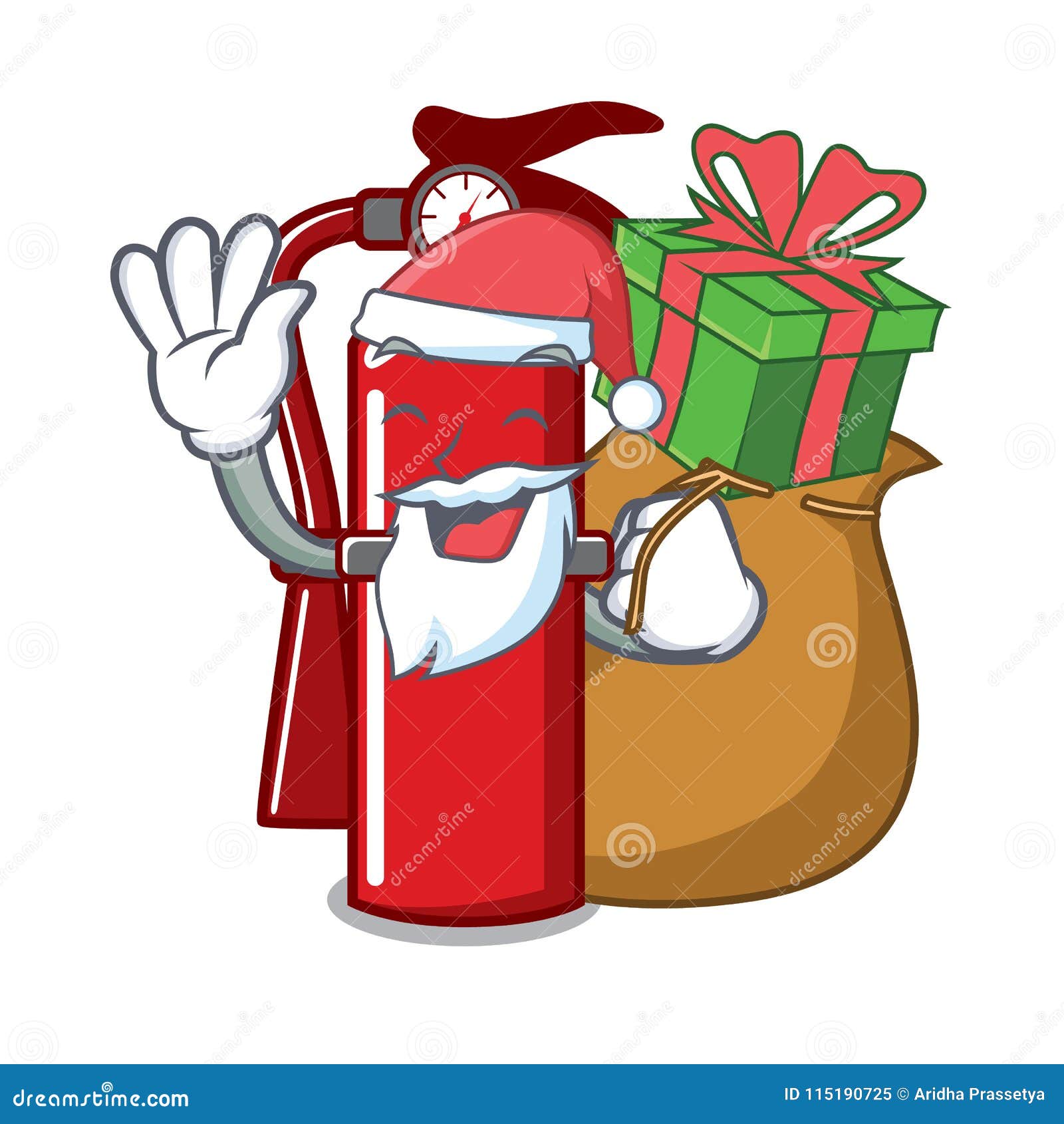 Santa With T Fire Extinguisher Mascot Cartoon Stock Vector