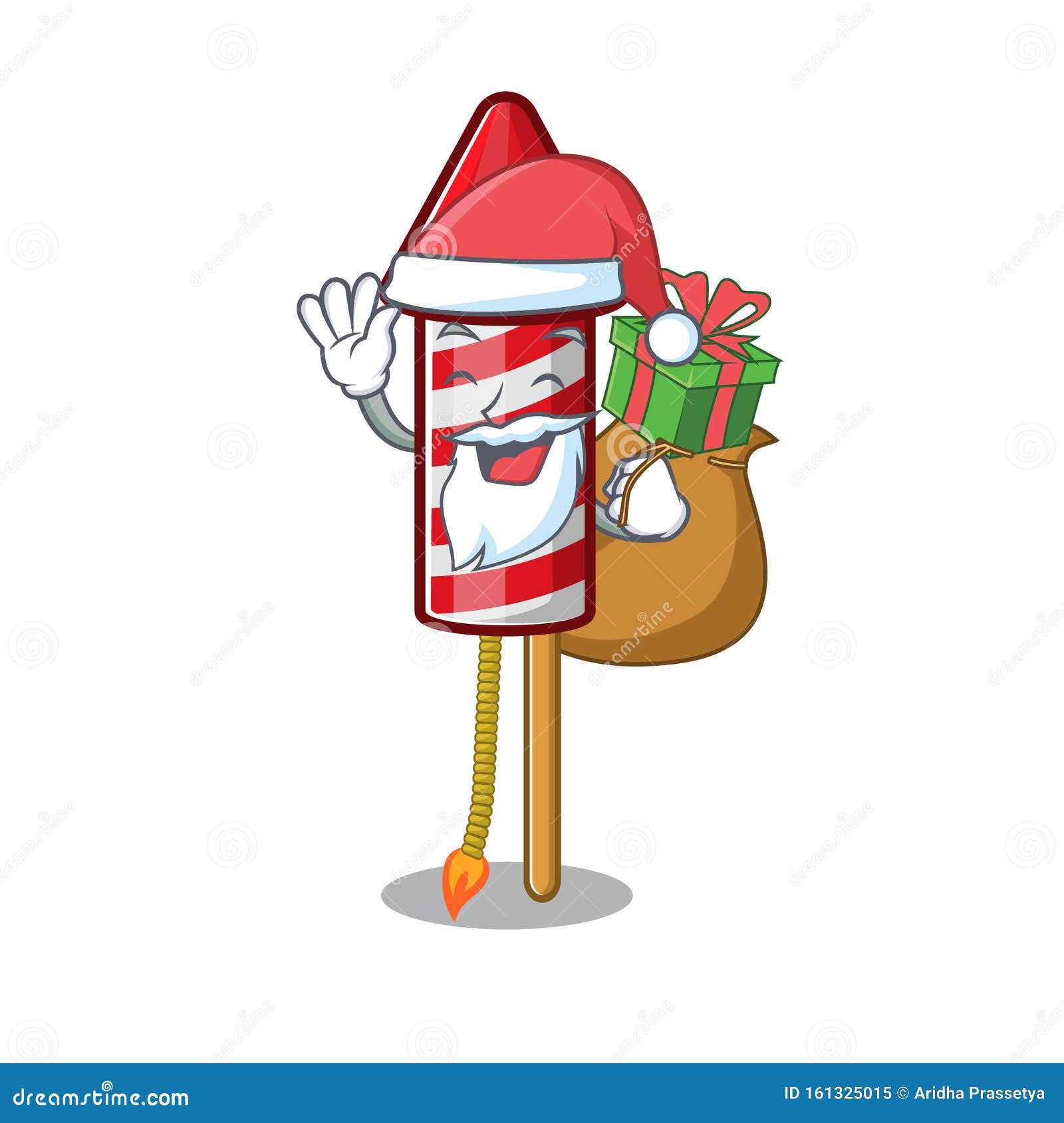 Santa with Gift Fireworks Rocket on in the Cartoon Stock Vector ...