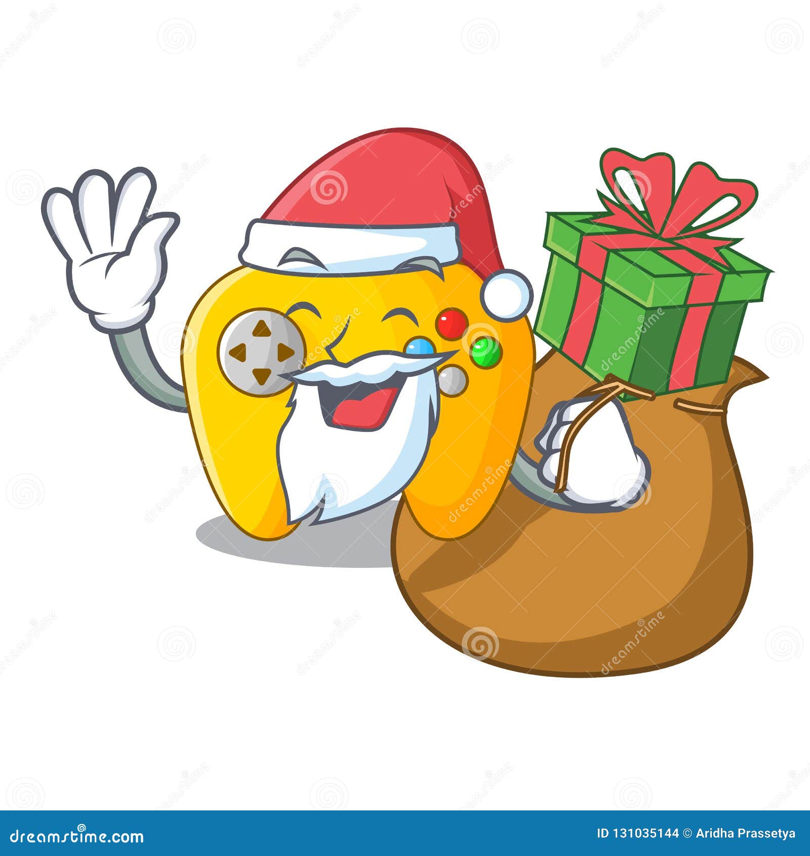 Santa with Gift Retro Computer Game Control on Mascot Stock Vector ...
