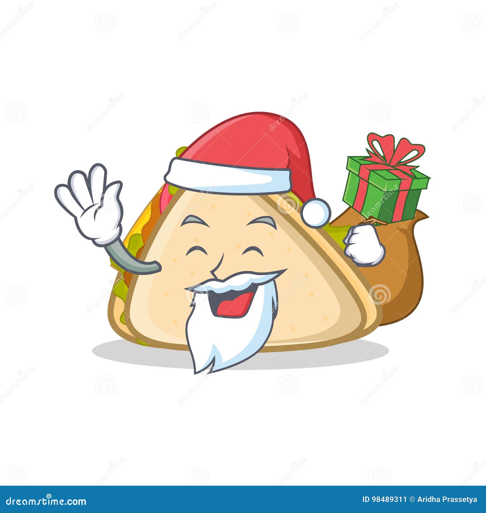 Santa with Gift Sandwich Character Cartoon Style Stock Vector ...