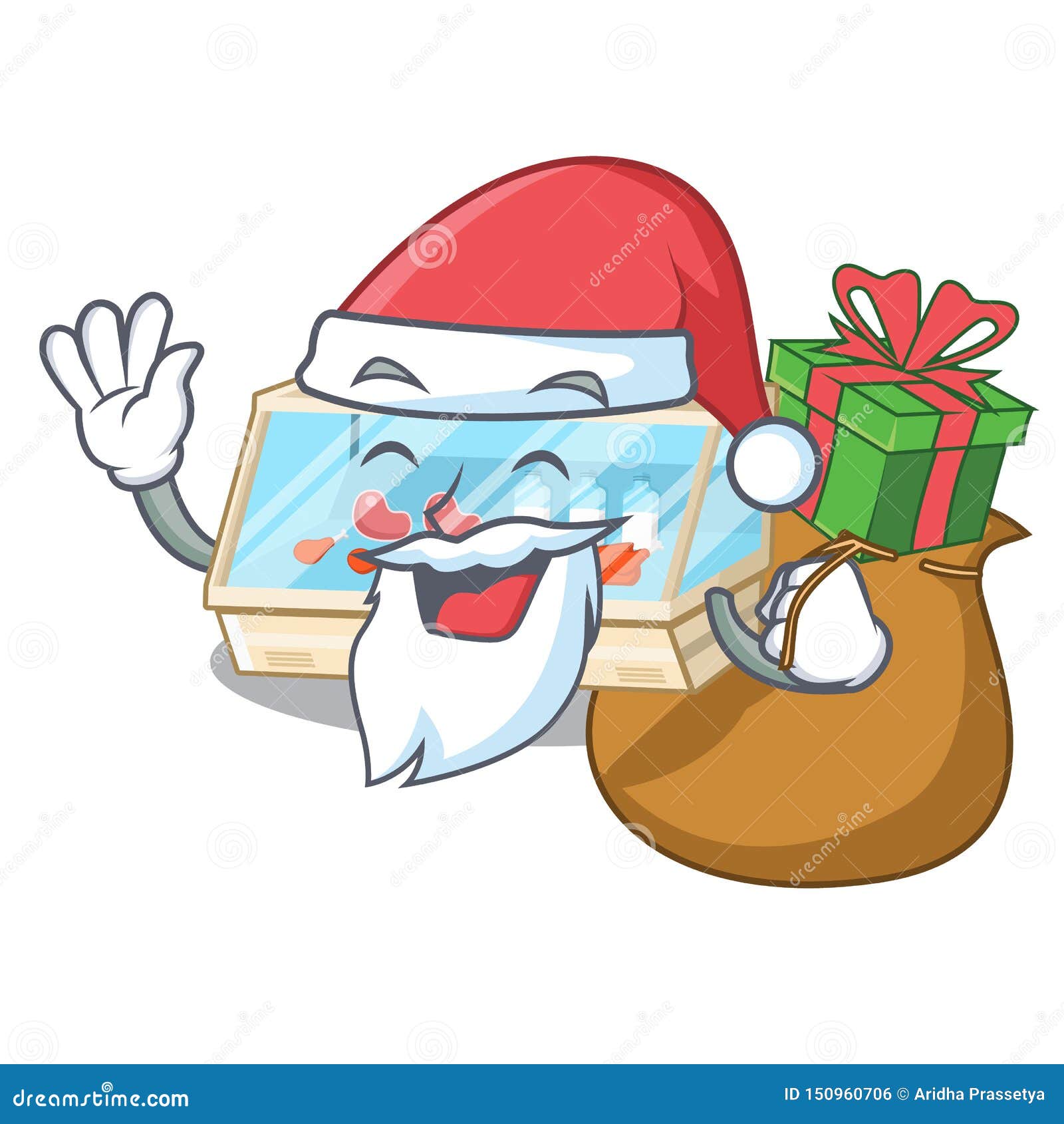Santa with Gift Trade Counter in the a Cartoon Stock Vector ...