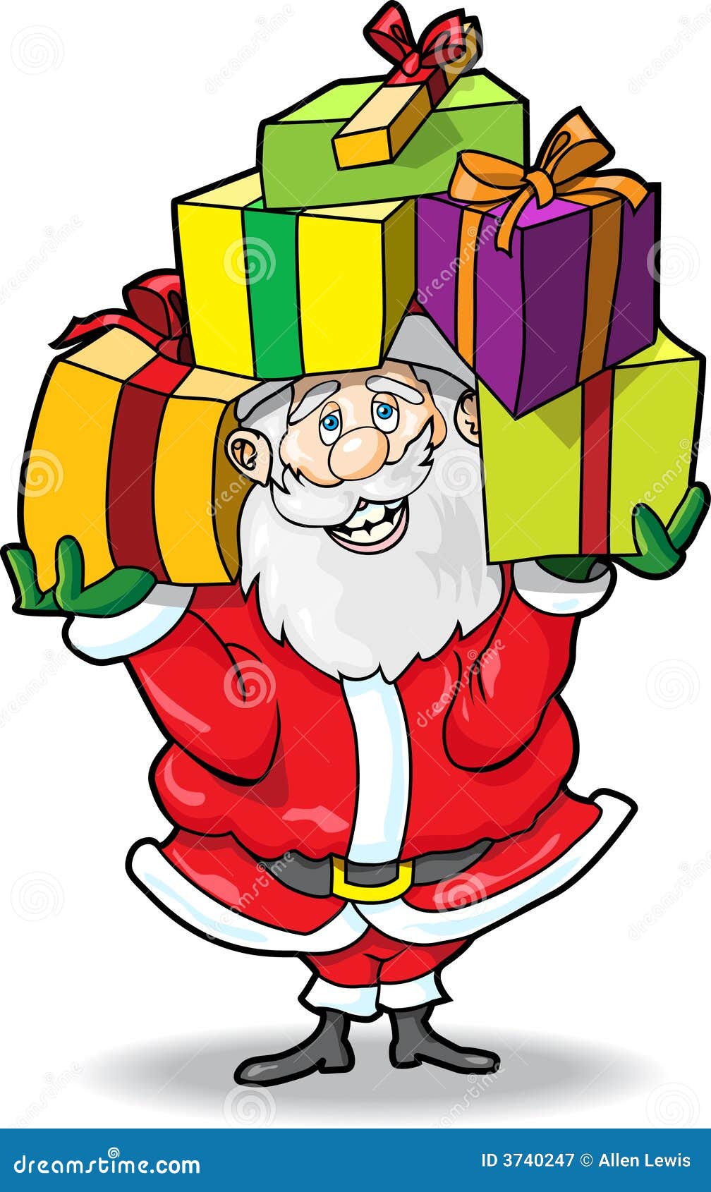 Santa with Gifts stock vector. Illustration of christmas - 3740247