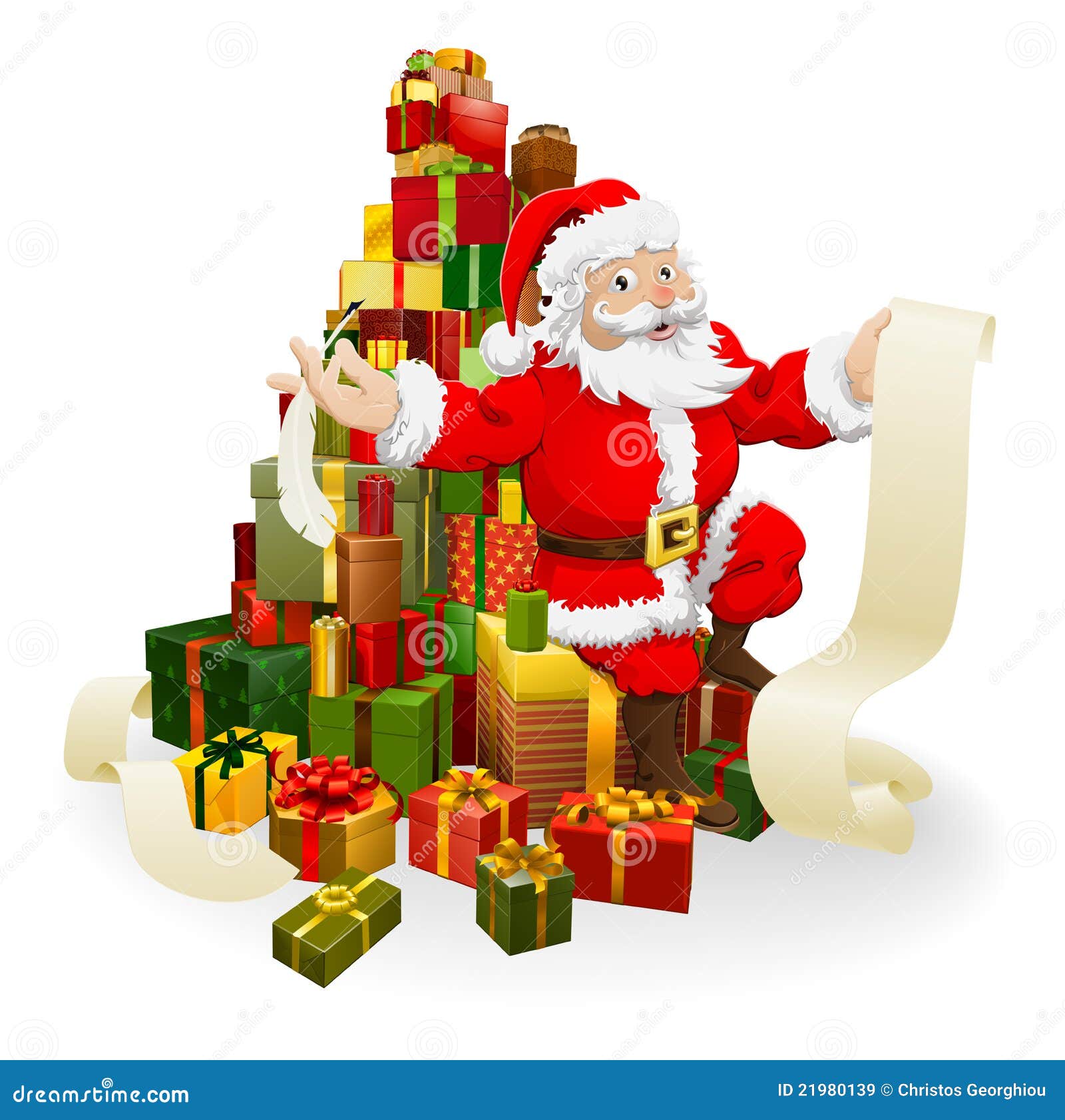 Santa with gifts list stock vector. Illustration of holding - 21980139