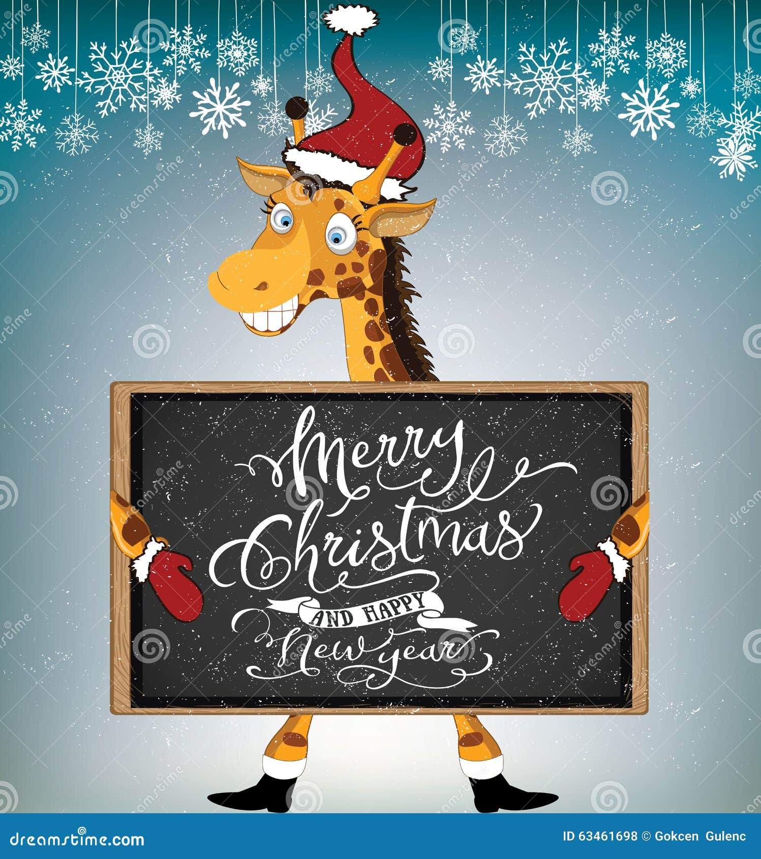 Santa Giraffe ilustração do vetor. Ilustração de girafa - 63461698