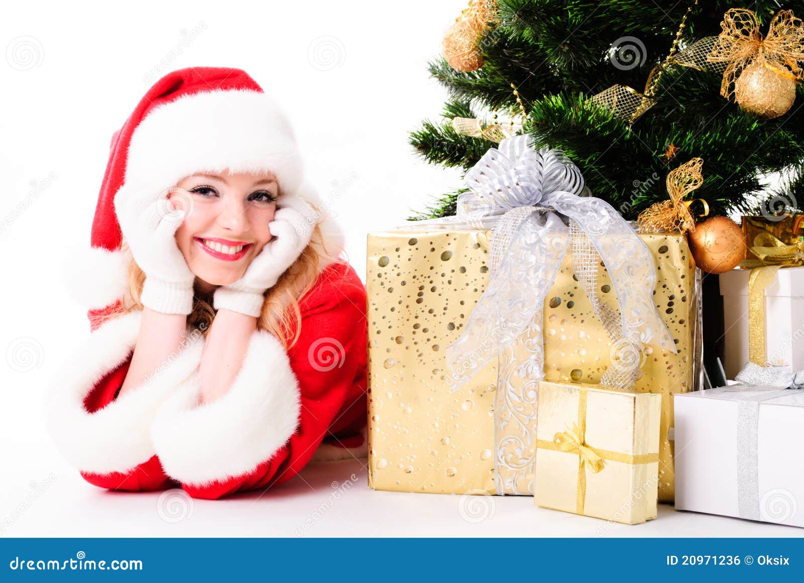 Santa girl stock photo. Image of party, cheerful, season - 20971236