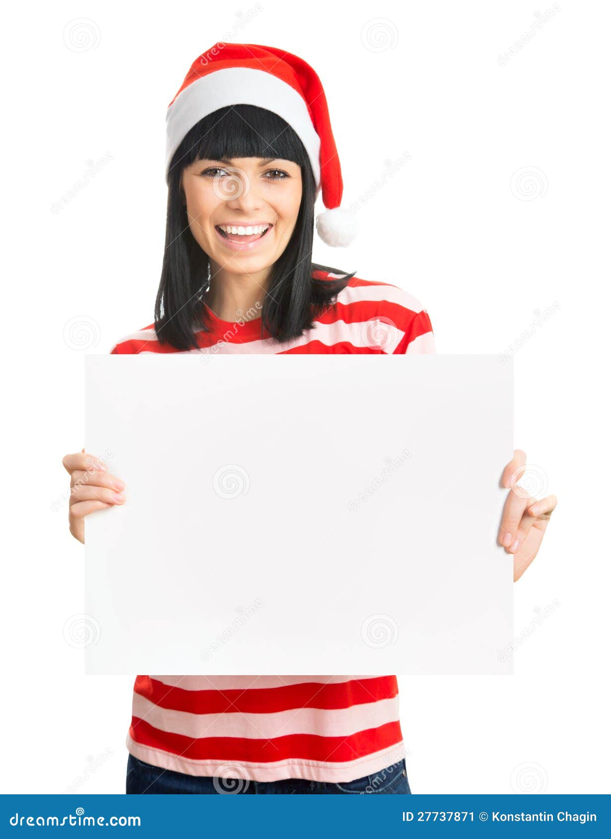 Santa Girl Isolated on White Background. Stock Image - Image of look ...
