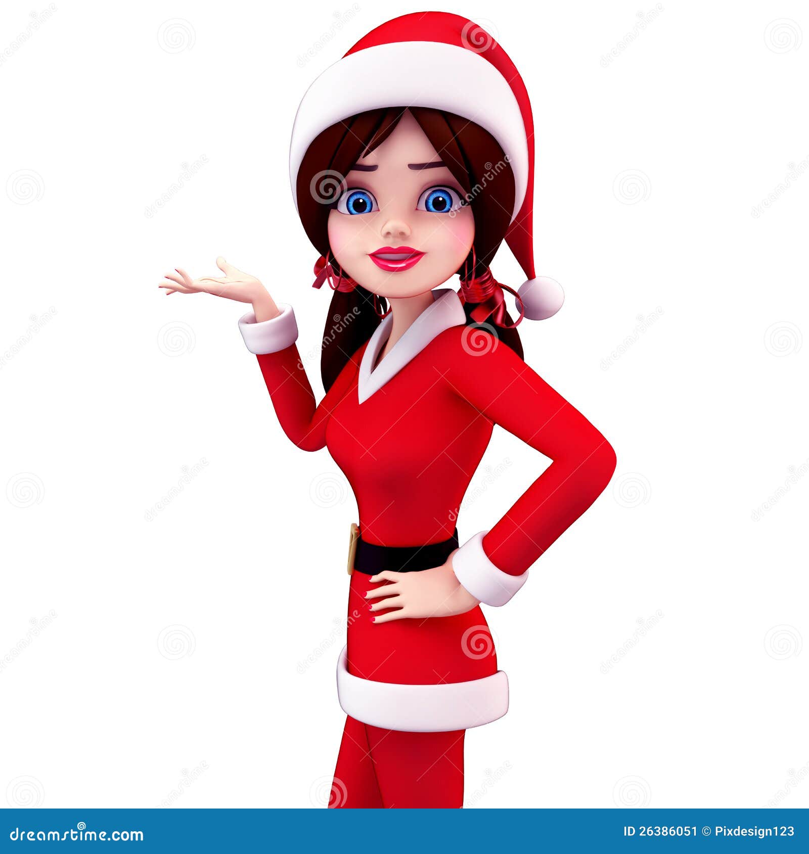 Santa girl s side pose stock illustration. Illustration of abstract ...