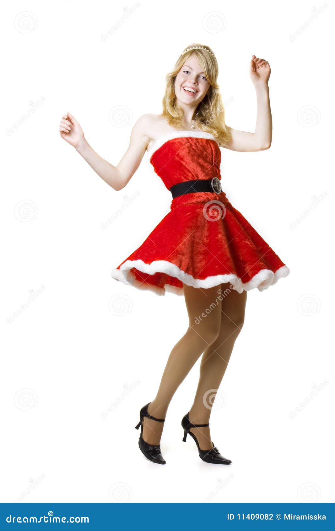 Santa Girl on a White Background Stock Photo - Image of hairstyle ...