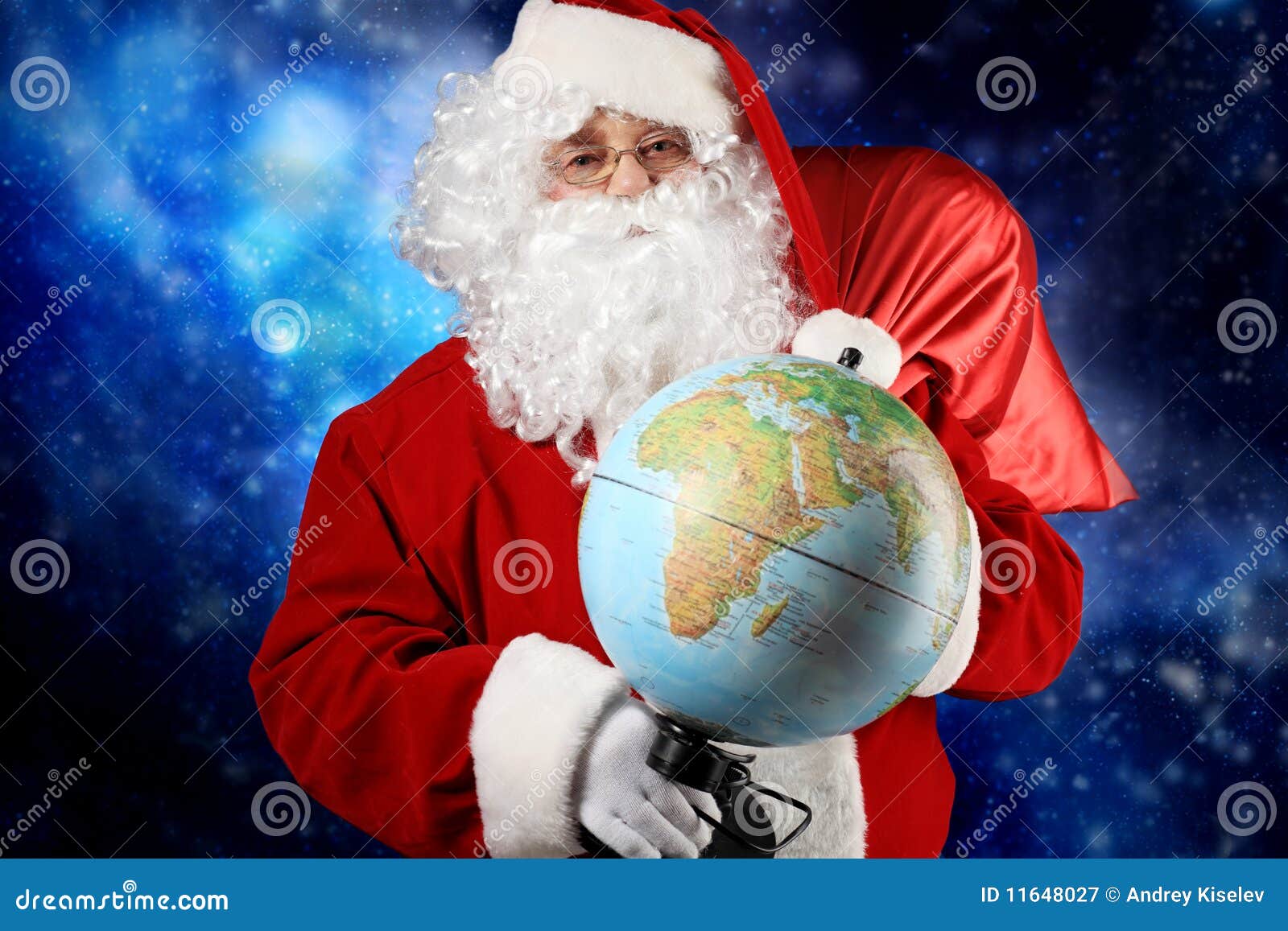 Santa with globe stock image. Image of december, childhood - 11648027