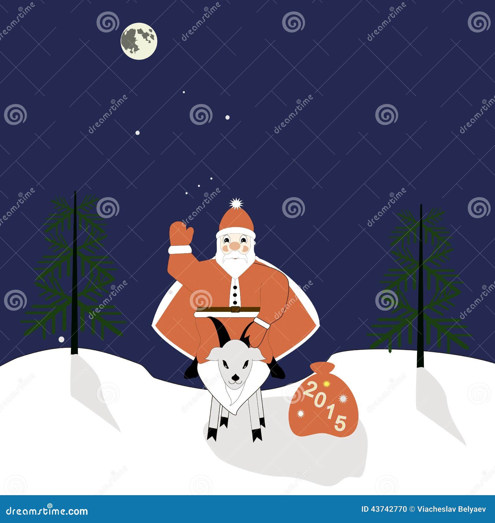 Santa on a goat stock vector. Illustration of claus, symbol - 43742770