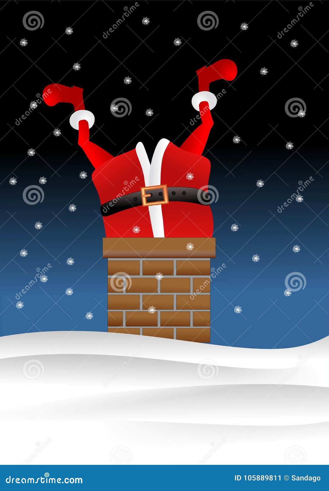 Santa Going Down Chimney stock illustration. Illustration of night ...