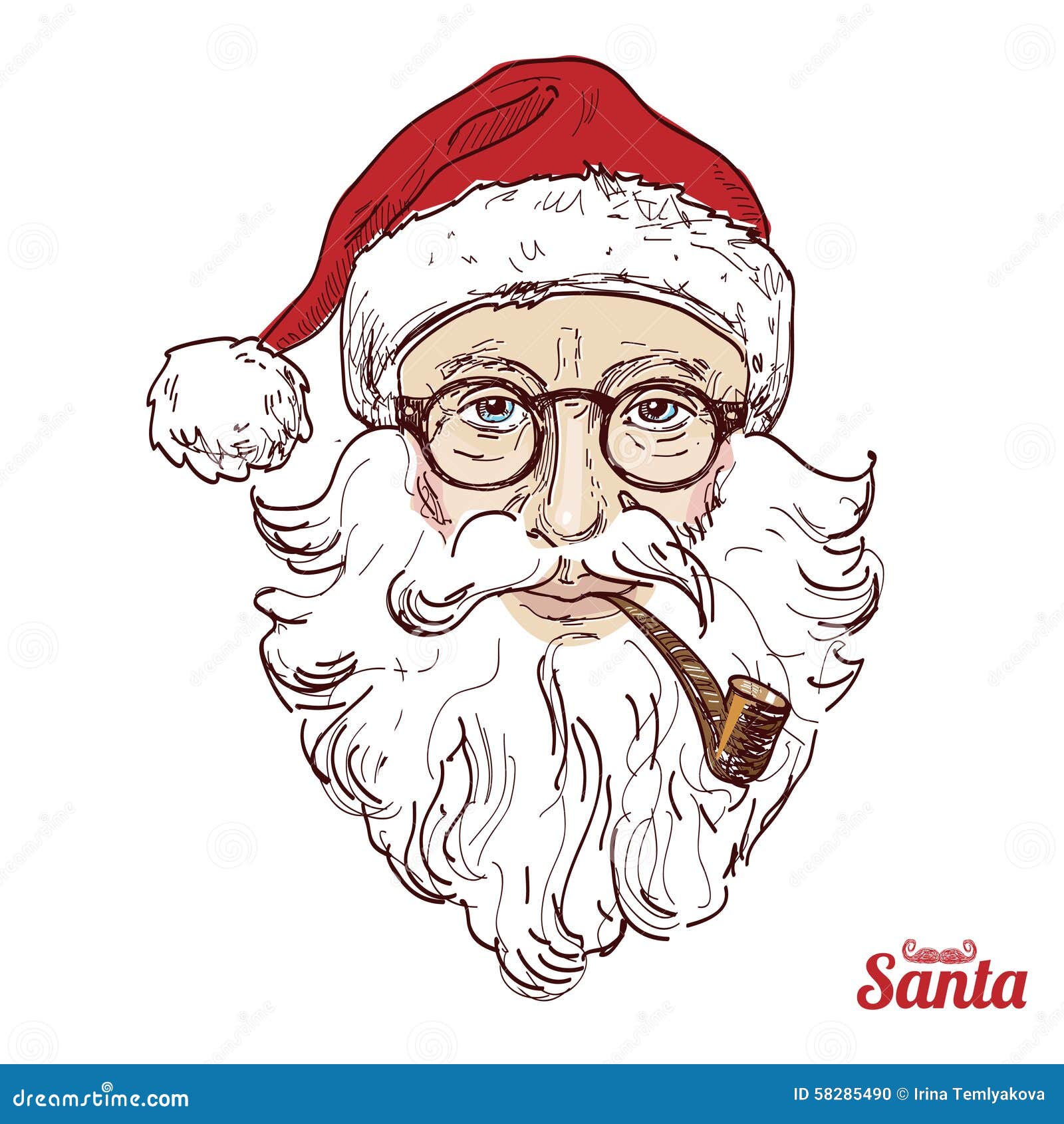 Santa , Hand Drawn Vector Illustration Stock Vector - Illustration of ...