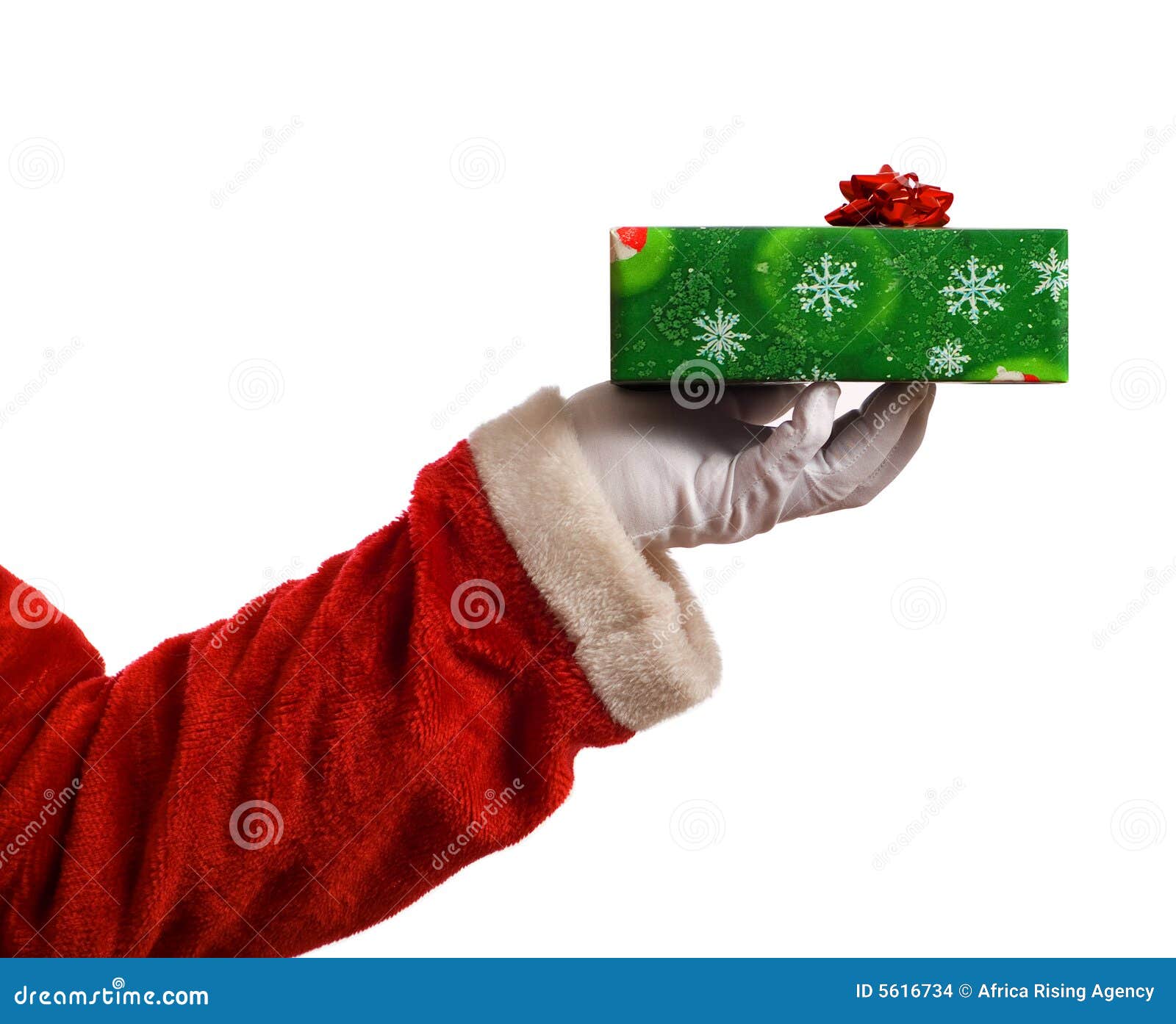 Santa hand and present stock photo. Image of seasonal - 5616734