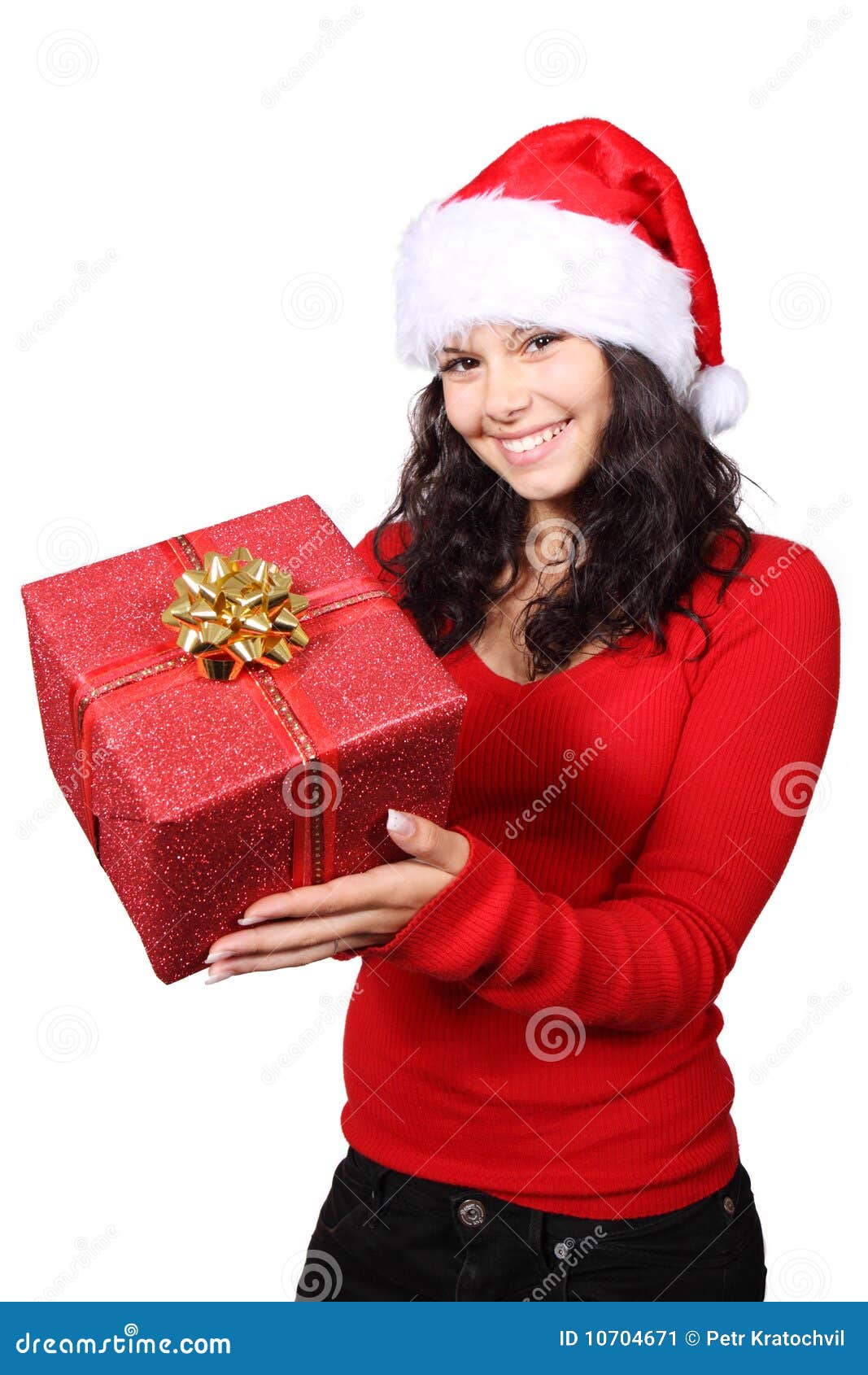 Santa Handing a Christmas Gift Stock Image - Image of smile, white ...