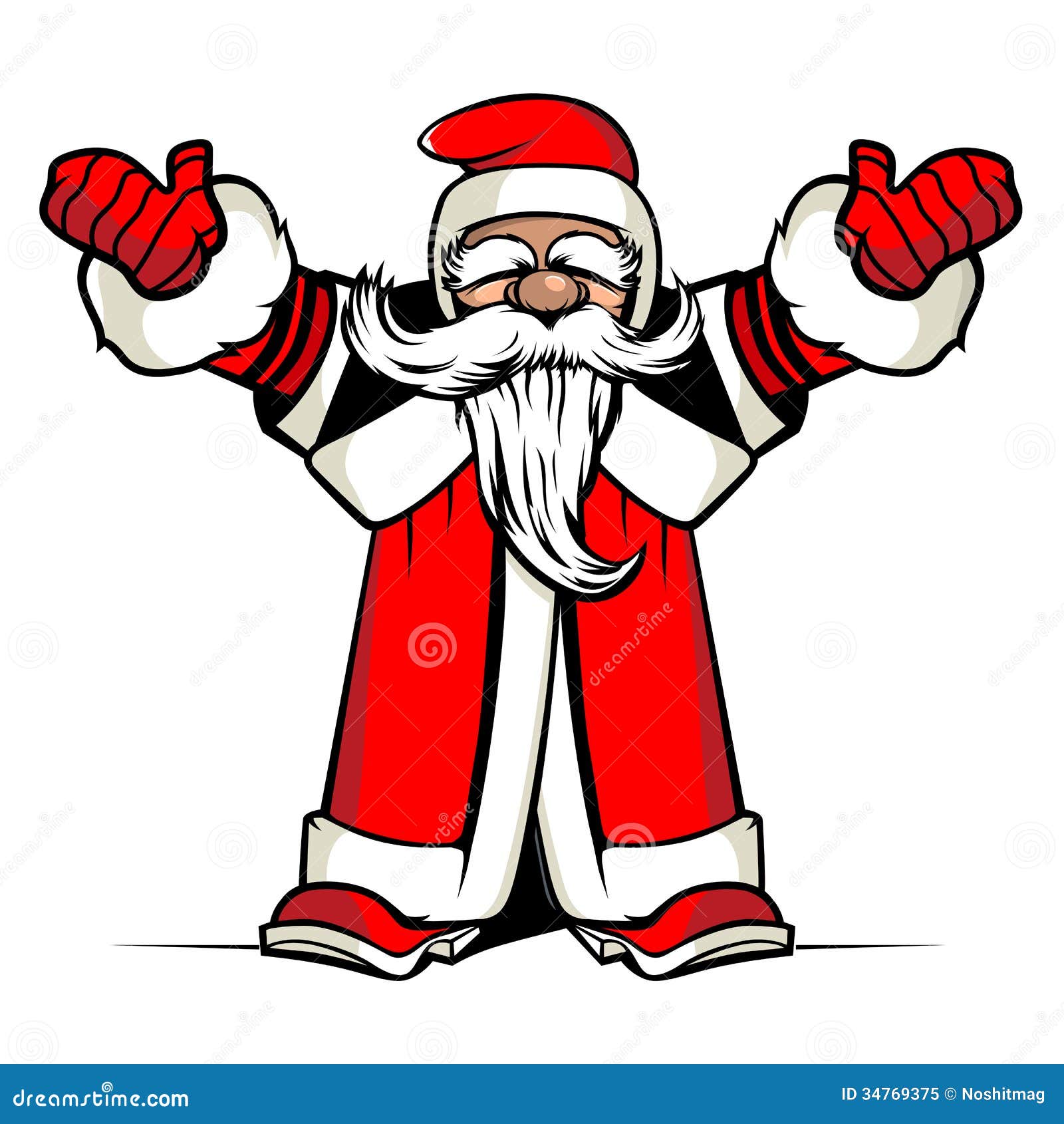 Santa hands up stock vector. Illustration of blue, black - 34769375