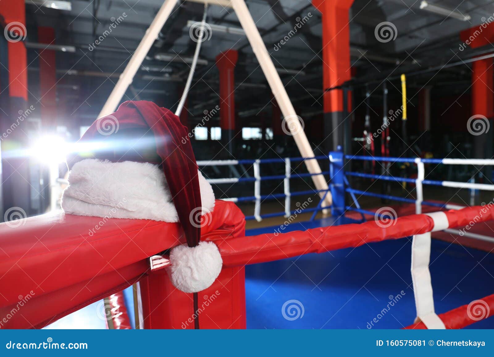 Santa Hat in Corner of Boxing Ring Stock Image - Image of leisure ...