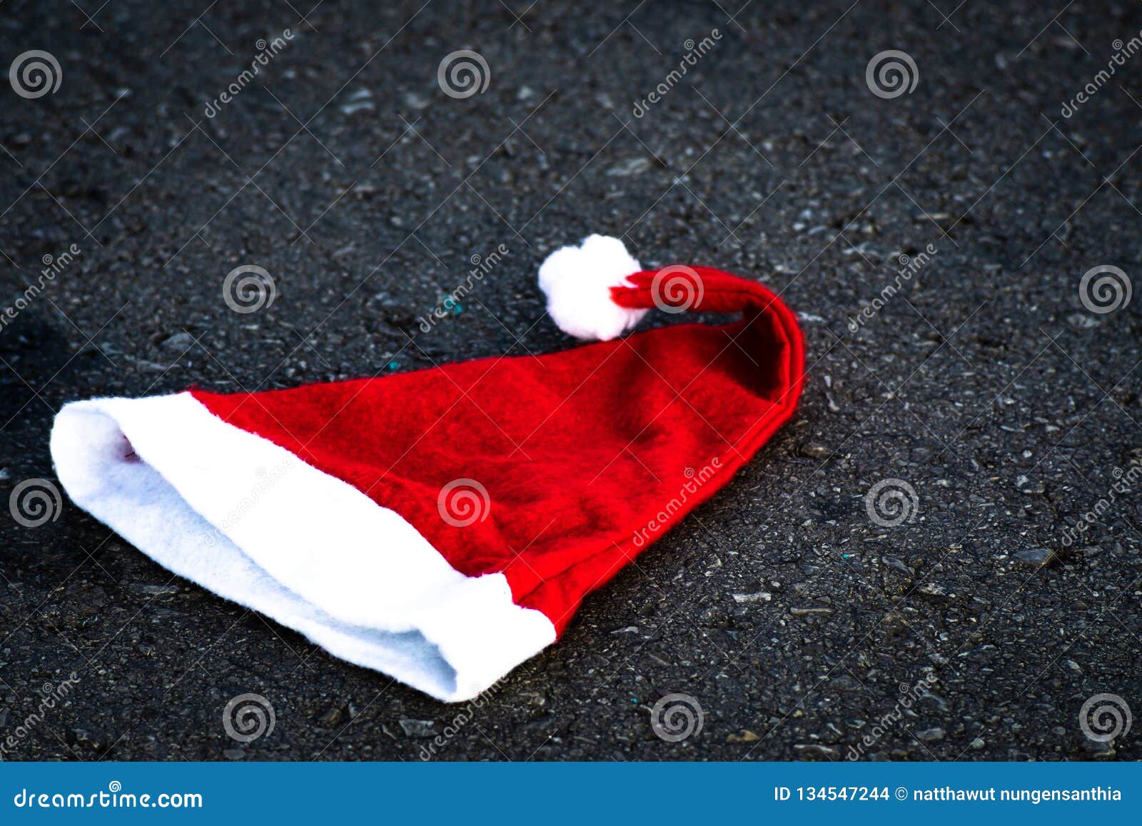 Santa Hat is Placed on the Street Stock Photo - Image of sidewalk ...