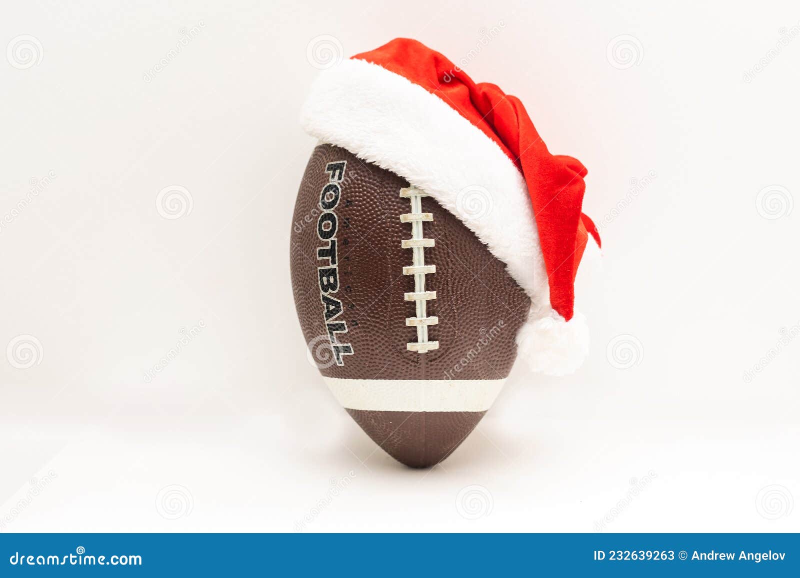 Santa Hat with Rugby Ball on White Background Stock Image - Image of ...