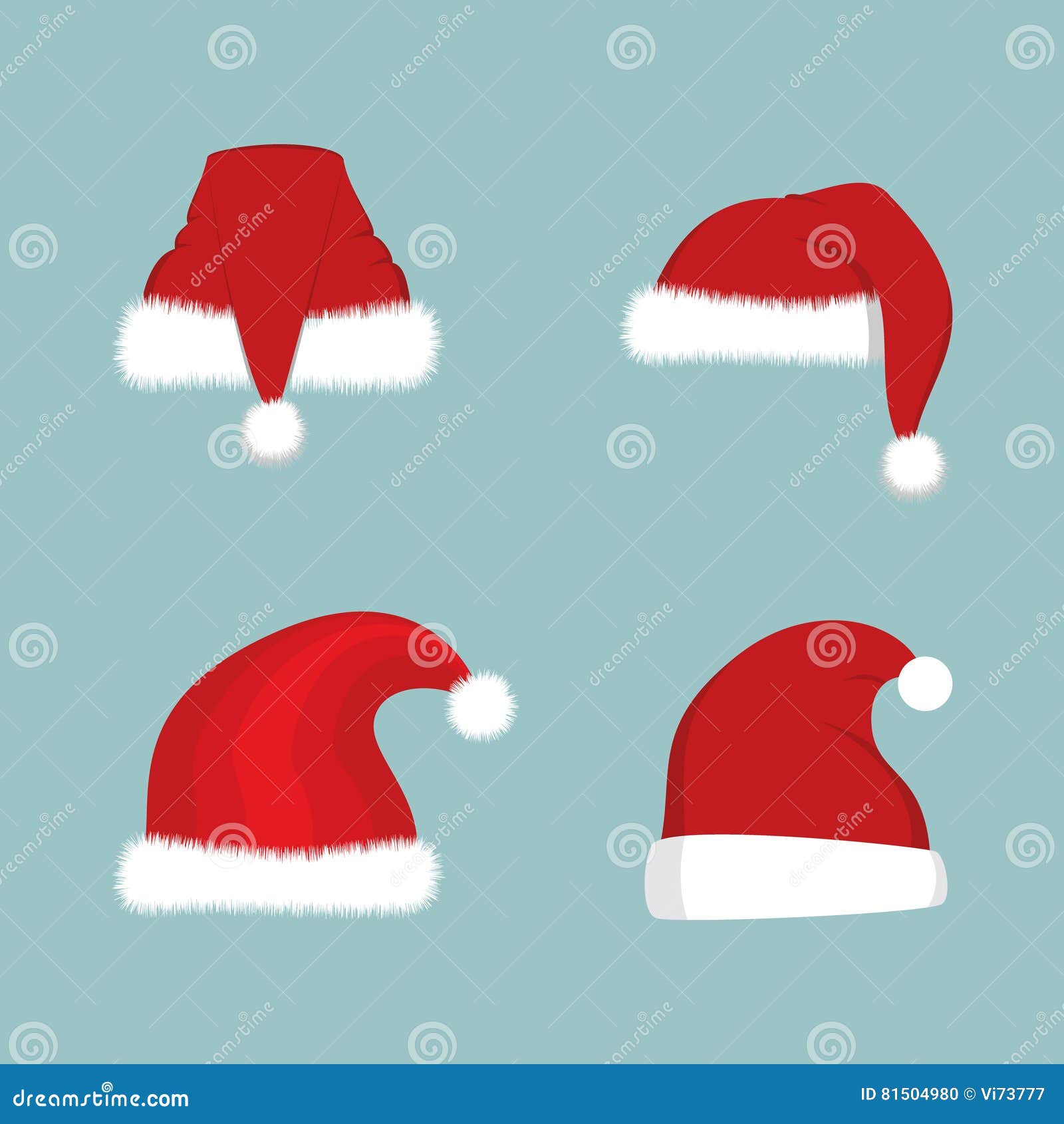 Santa Hat Set stock vector. Illustration of holiday, christmas - 81504980