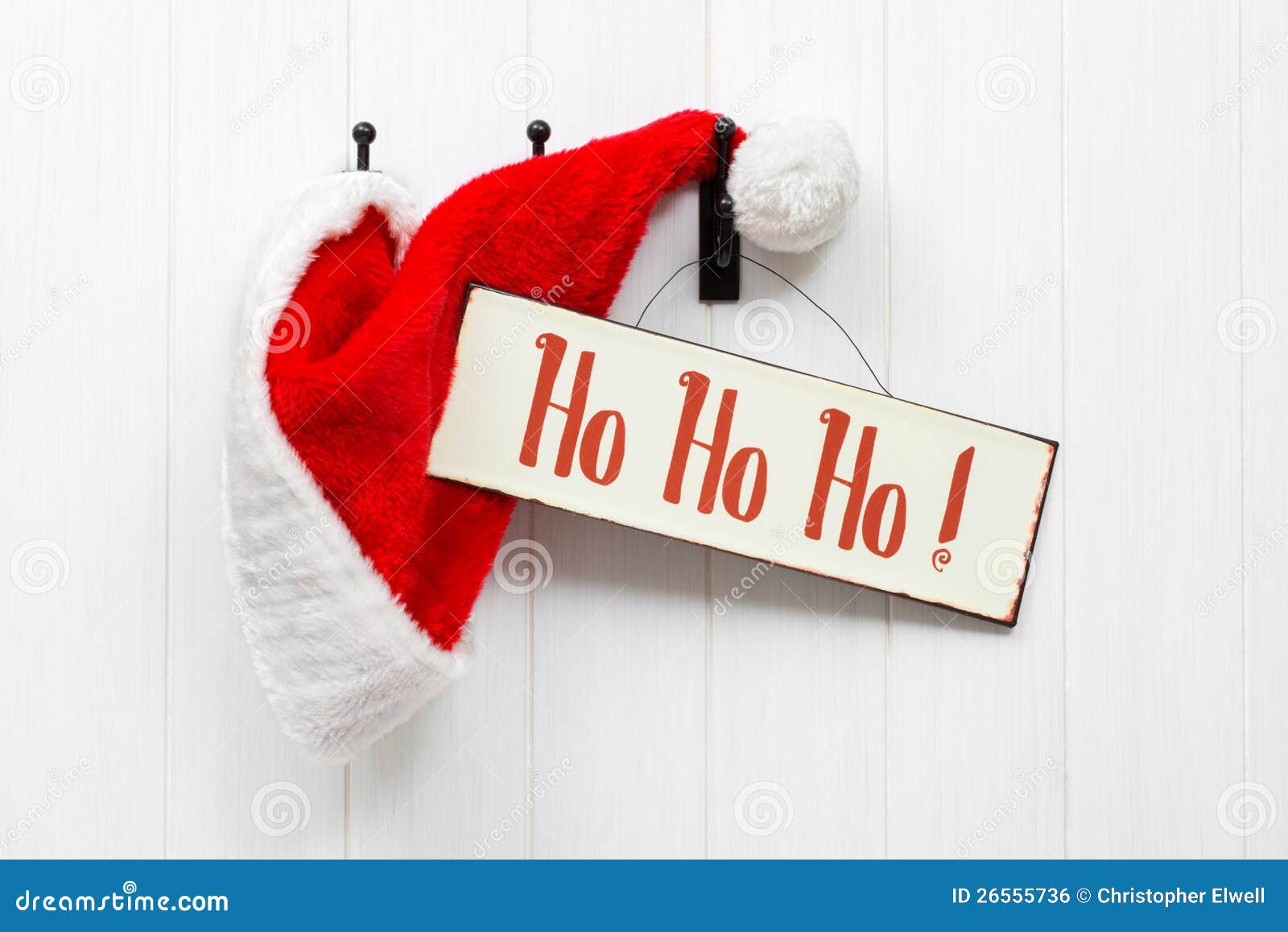 Santa Hat & Sign stock photo. Image of sign, wooden - 26555736