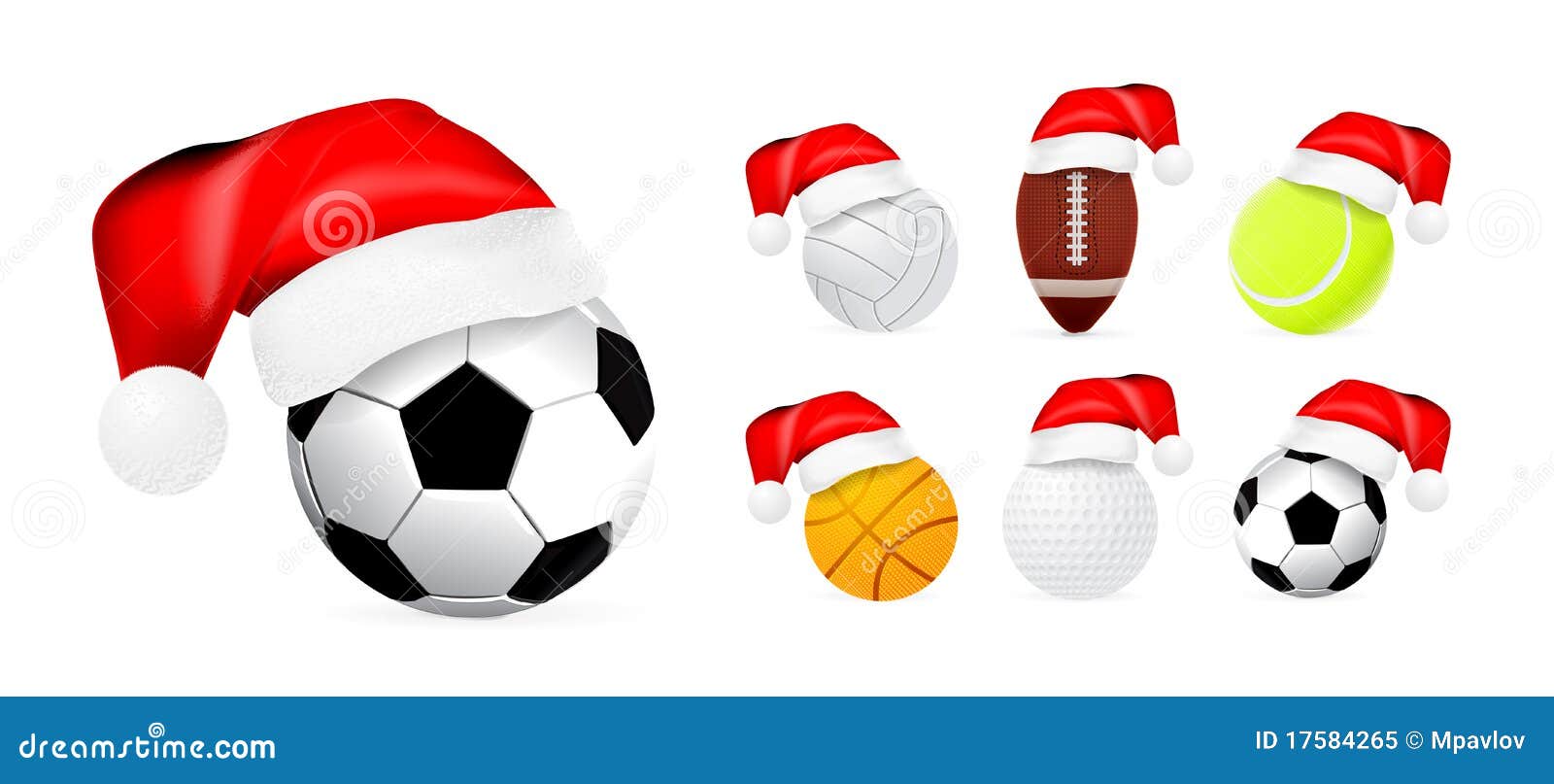 Santa hat on sport balls stock vector. Illustration of design - 17584265