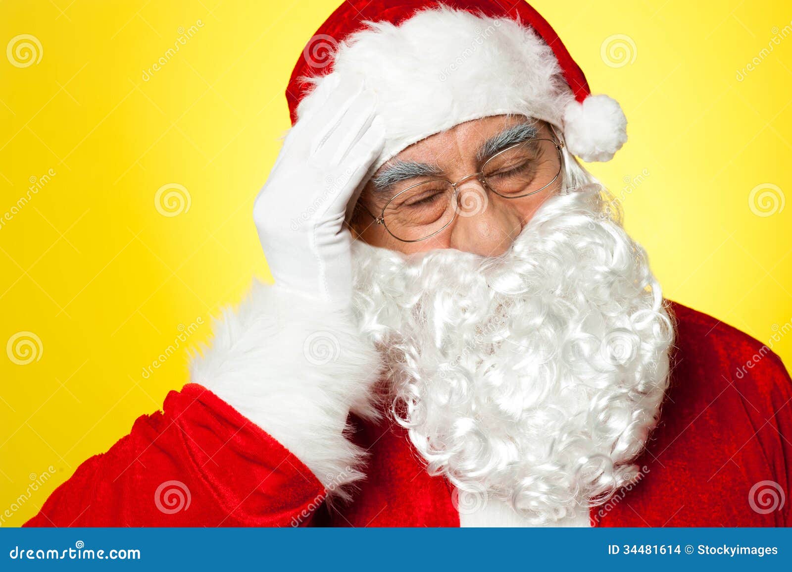 Santa Having Severe Headache Stock Photo - Image of holding, noel: 34481614