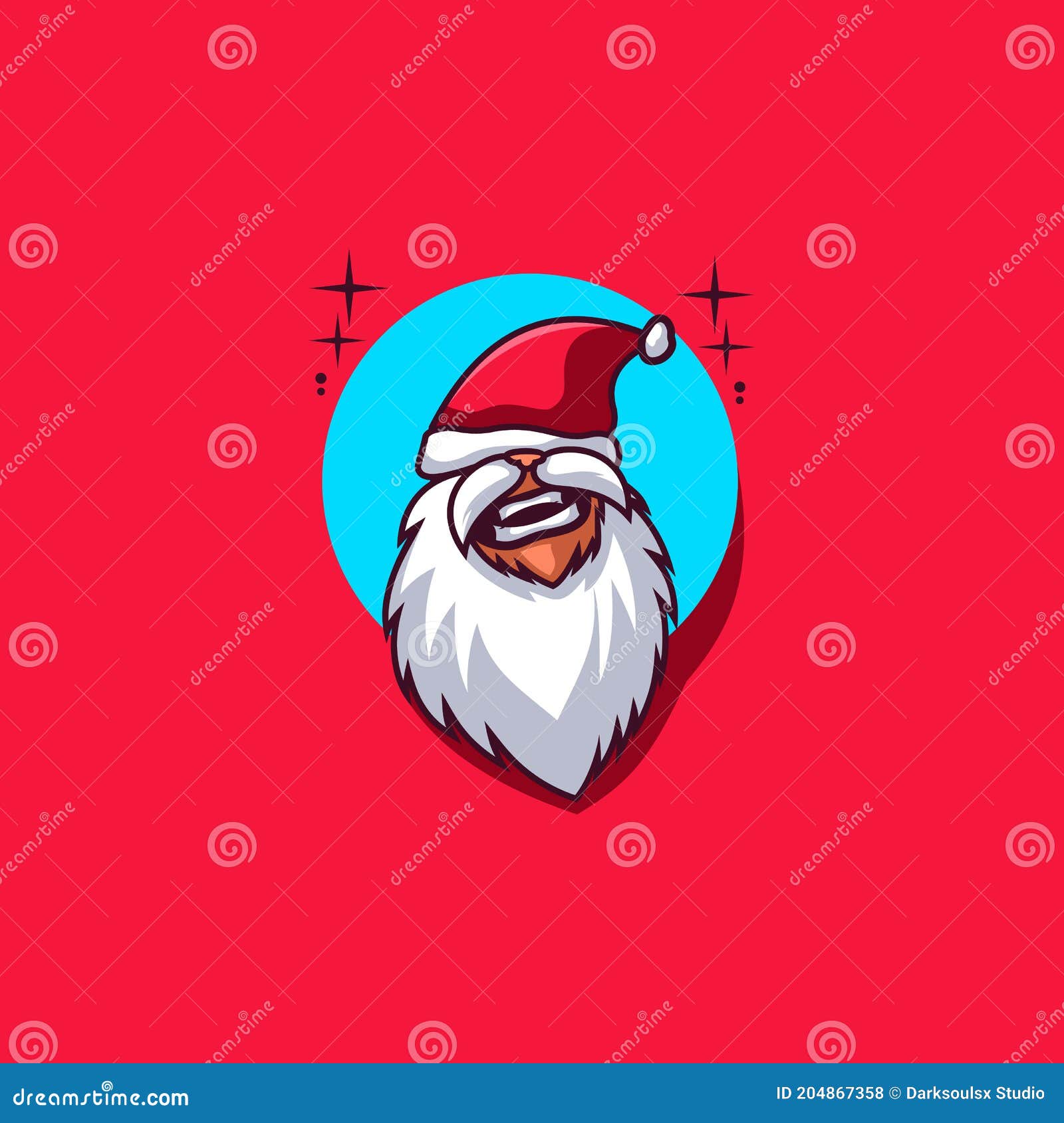Santa Head Cartoon Cute Vector Illustration Stock Vector - Illustration ...
