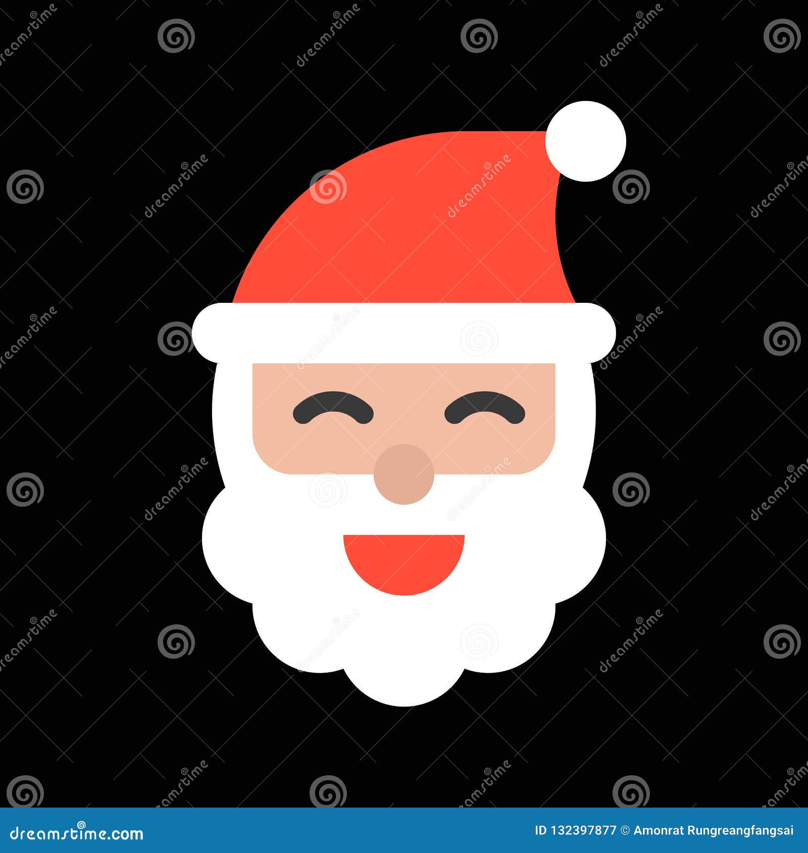 Santa Head, Merry Christmas Icon Set, Flat Design Stock Vector ...