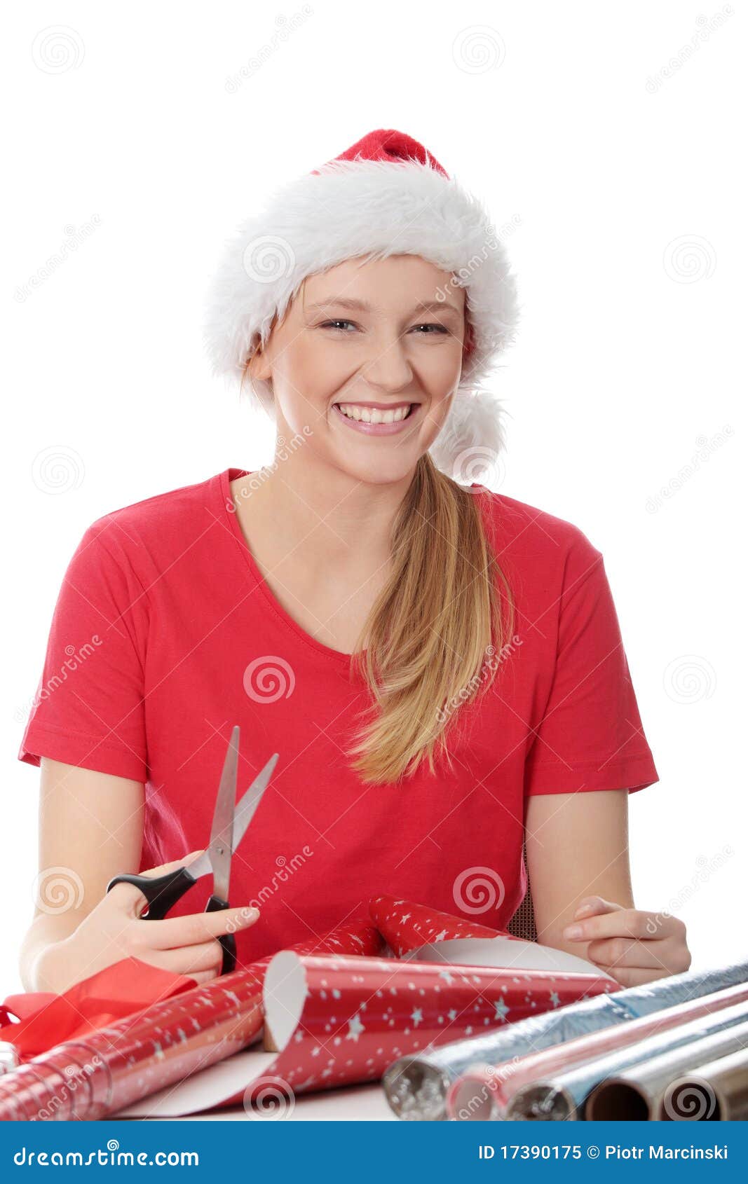 Santa helper stock image. Image of female, blond, pack - 17390175