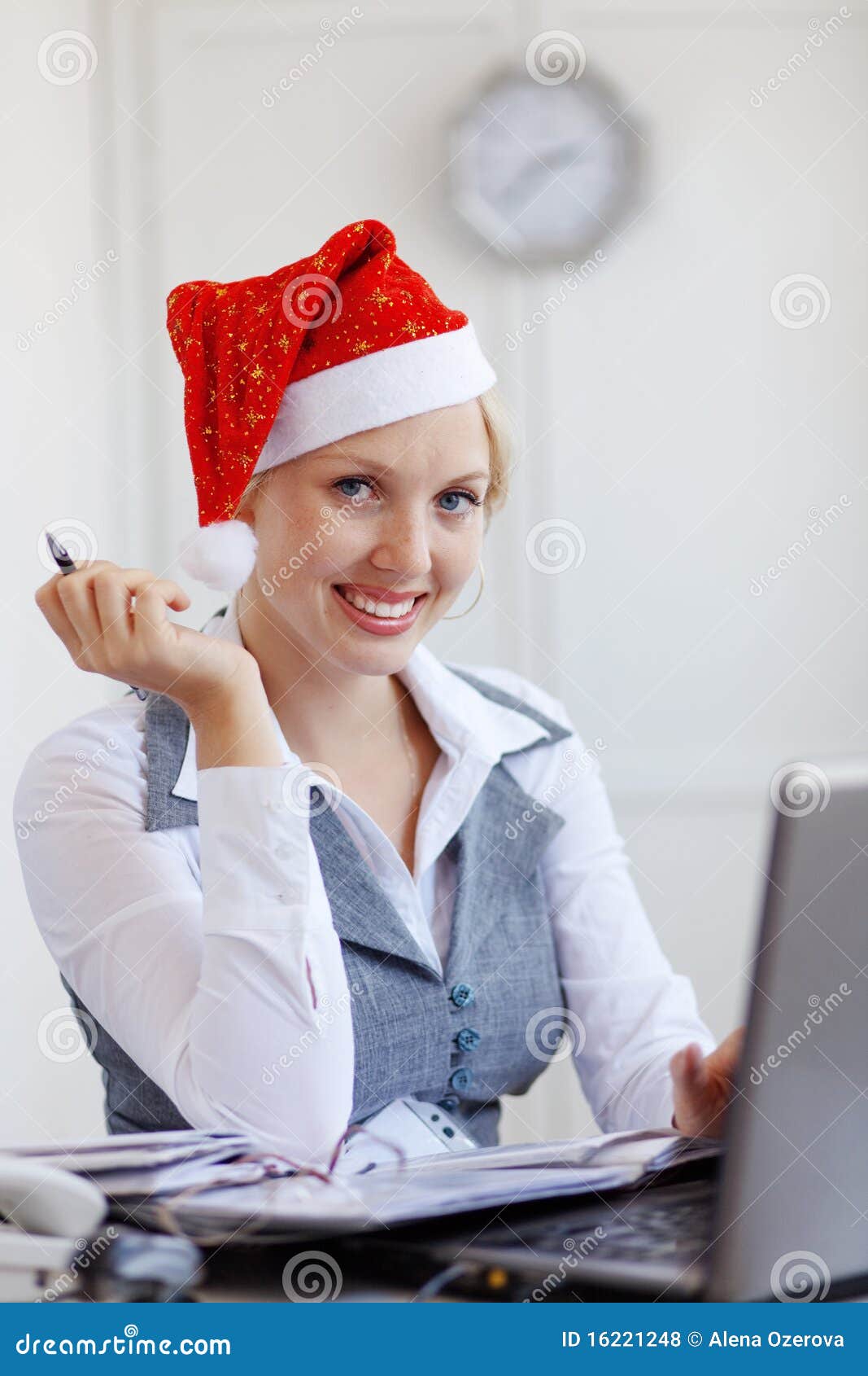 Santa Helper Working in Office Stock Photo - Image of adult, human ...